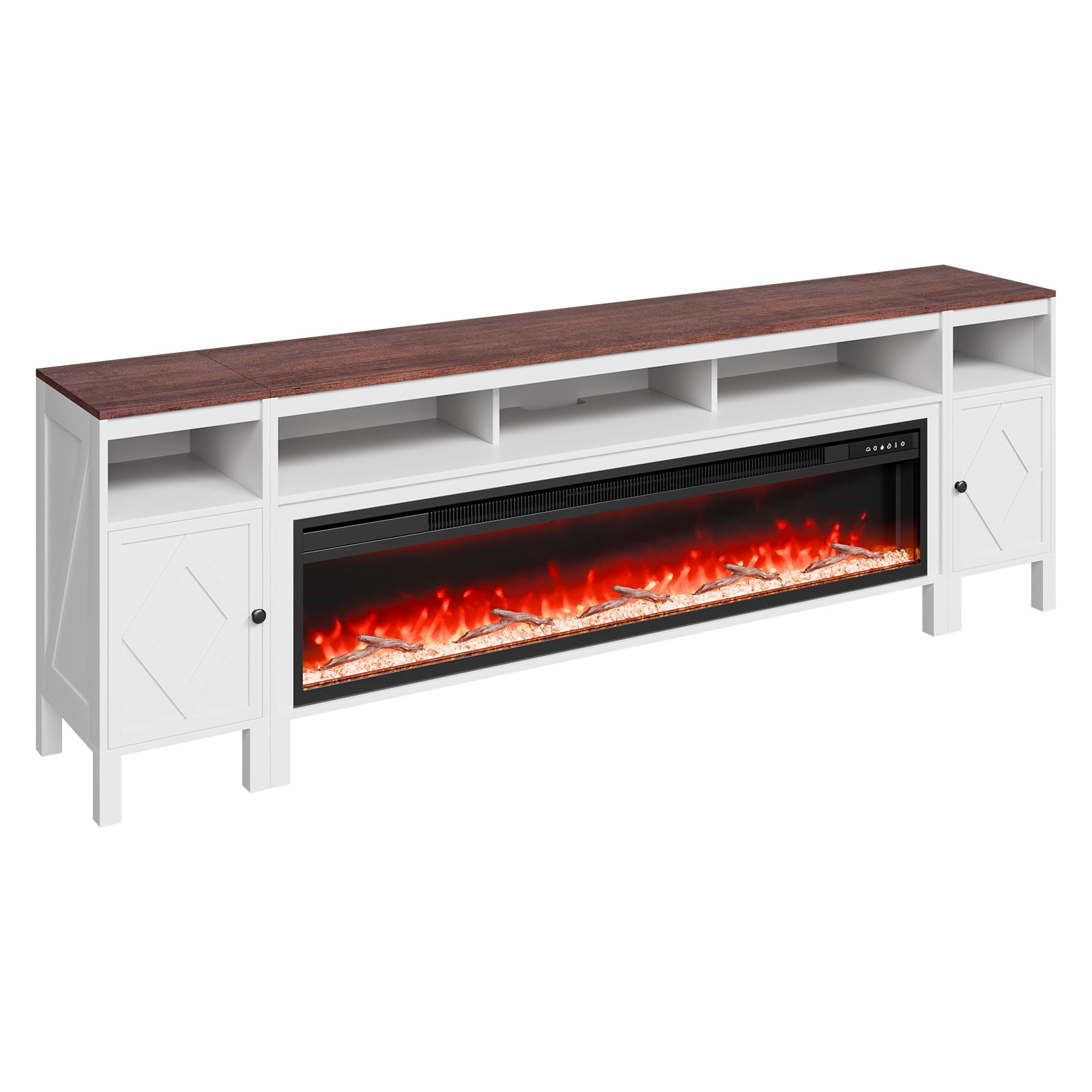 KFFKFF 100" TV Stand with Fireplace, Corner Media Storage with 60 ...