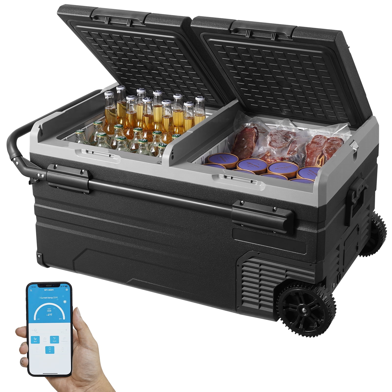 SKYSHALO 100 Quart Car Freezer & Refrigerator, Travel-friendly Camping ...