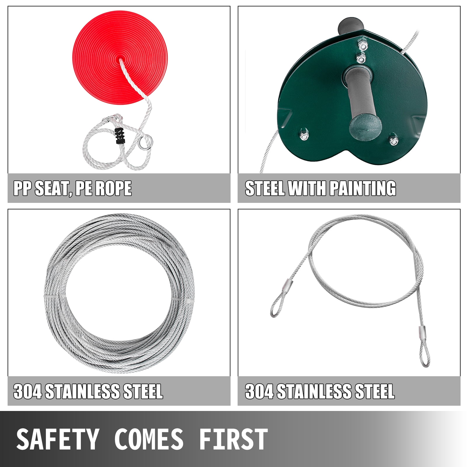 SKYSHALO 100ft Zip Line Kit 250 lb Kids Adult Zip Line Trolley Slackers ...