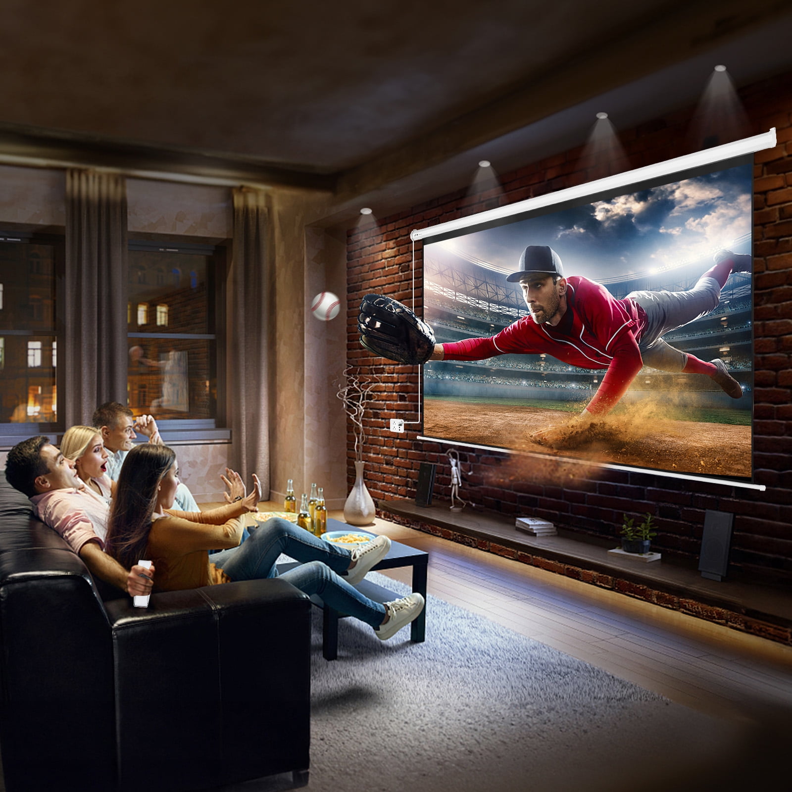 SKYSHALO 120 inch 4k Electric Projector Screen - Walmart Business Supplies