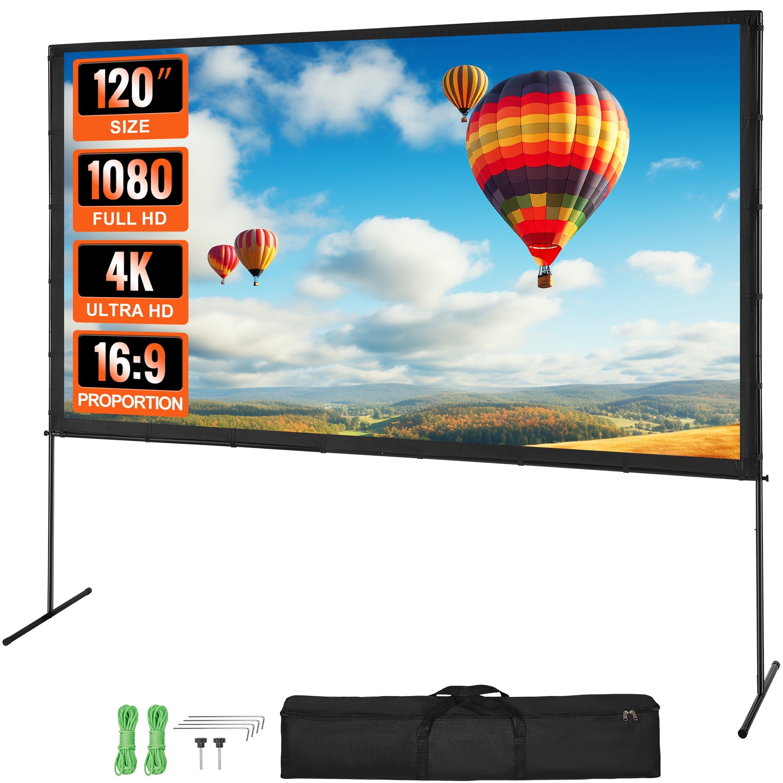 Free Shipping! SKYSHALO 120 inch Projector Screen with Stand 16:9 4K ...