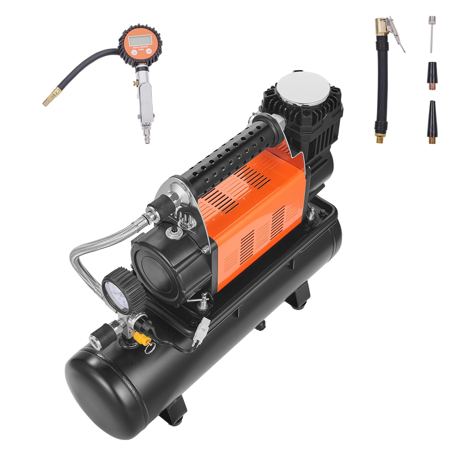 KFFKFF 12V Robust Air Compressor Kit with 6L Tank, 6.35 CFM Mobile Tire ...