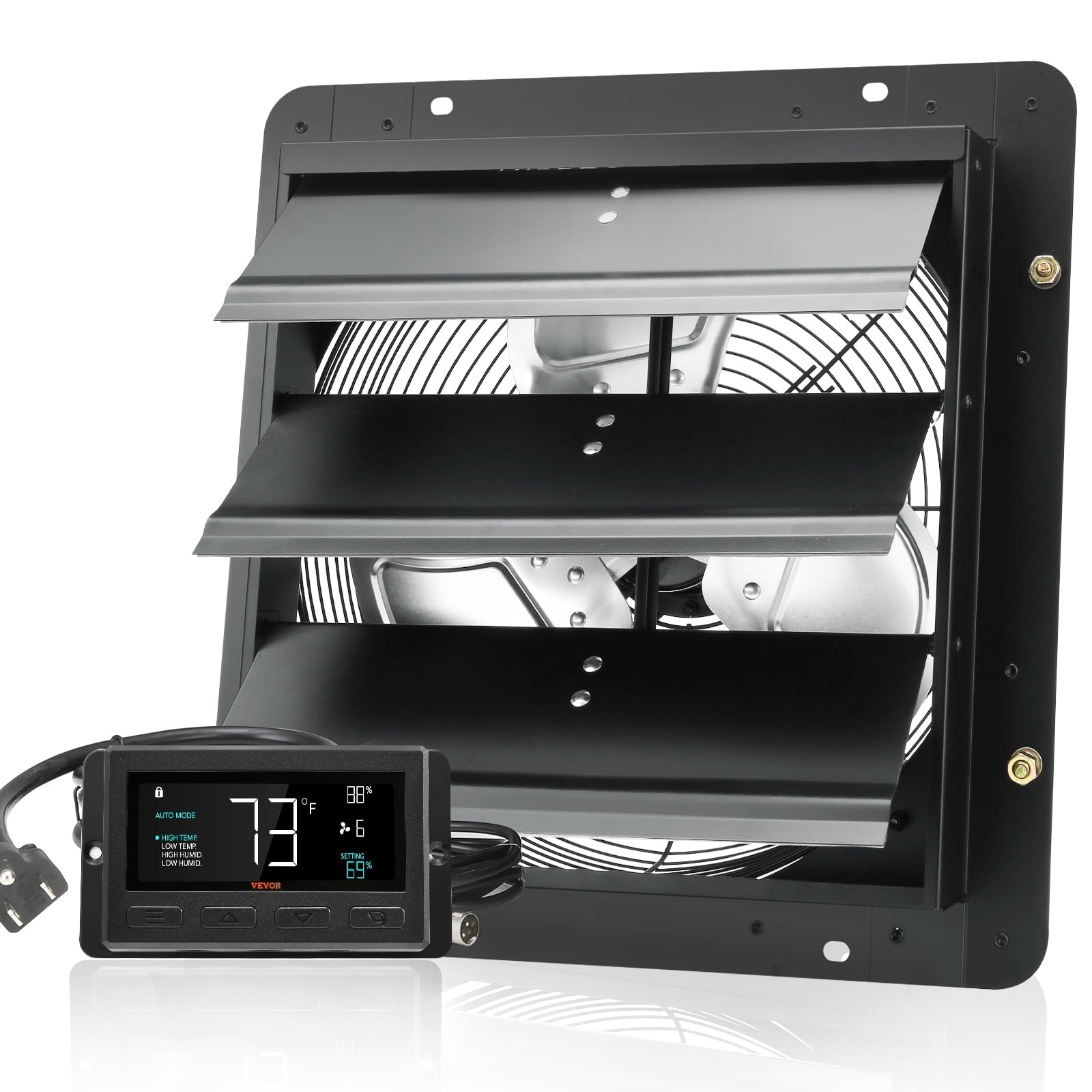 SKYSHALO 14'' Exhaust Fan Remote Control Wall-mount Attic Shutter ...