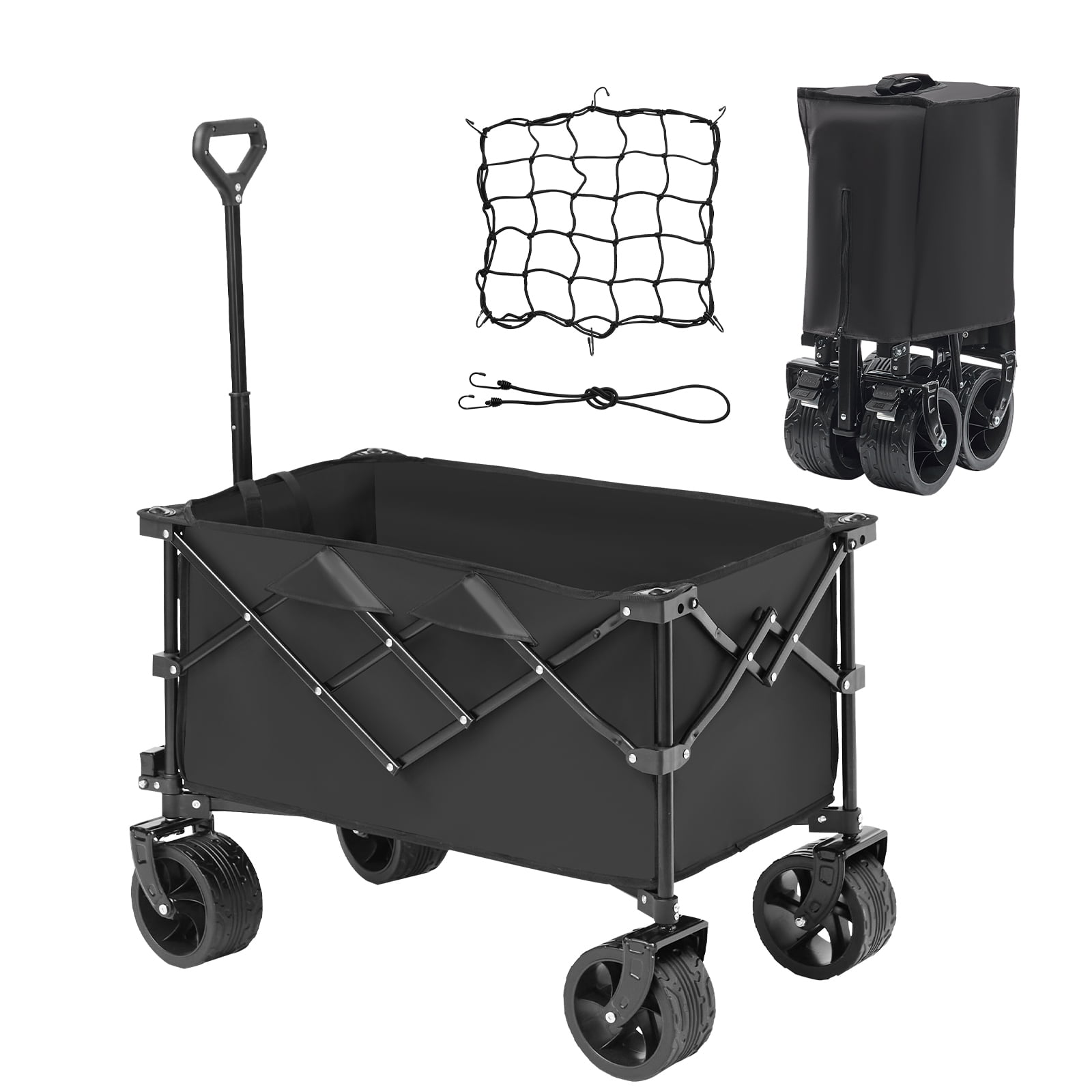 SKYSHALO 150 L / 265 lb Capacity Wagon Cart with Quick-folding Design ...