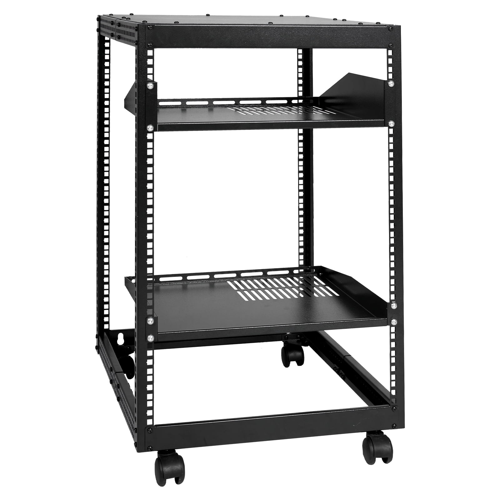 KFFKFF 15U 4 Post Open Frame Server Rack - Adjustable Network Enclosure ...