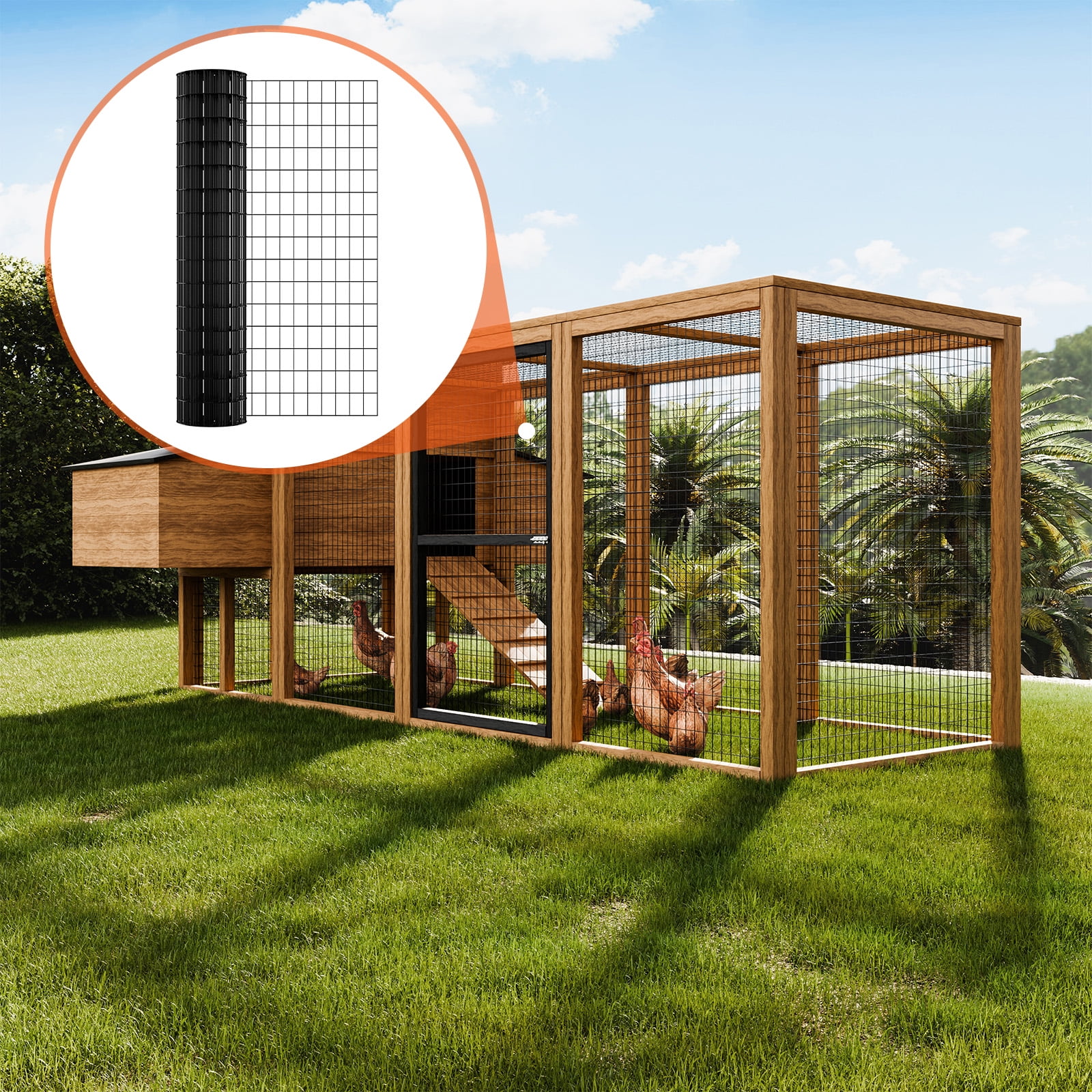 KFFKFF Galvanized Hardware Cloth, 48''x50' Roll, 16 Gauge, Vinyl-Coated ...