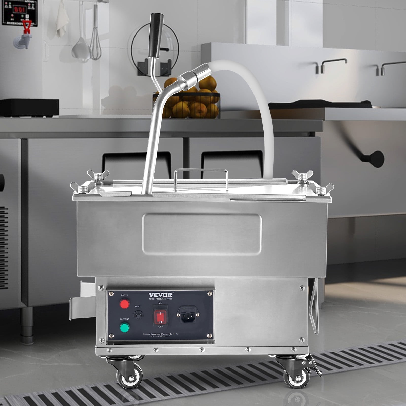 KFFKFF 18L Capacity Fryer Oil Filter Commercial Cooking Oil Filtration ...