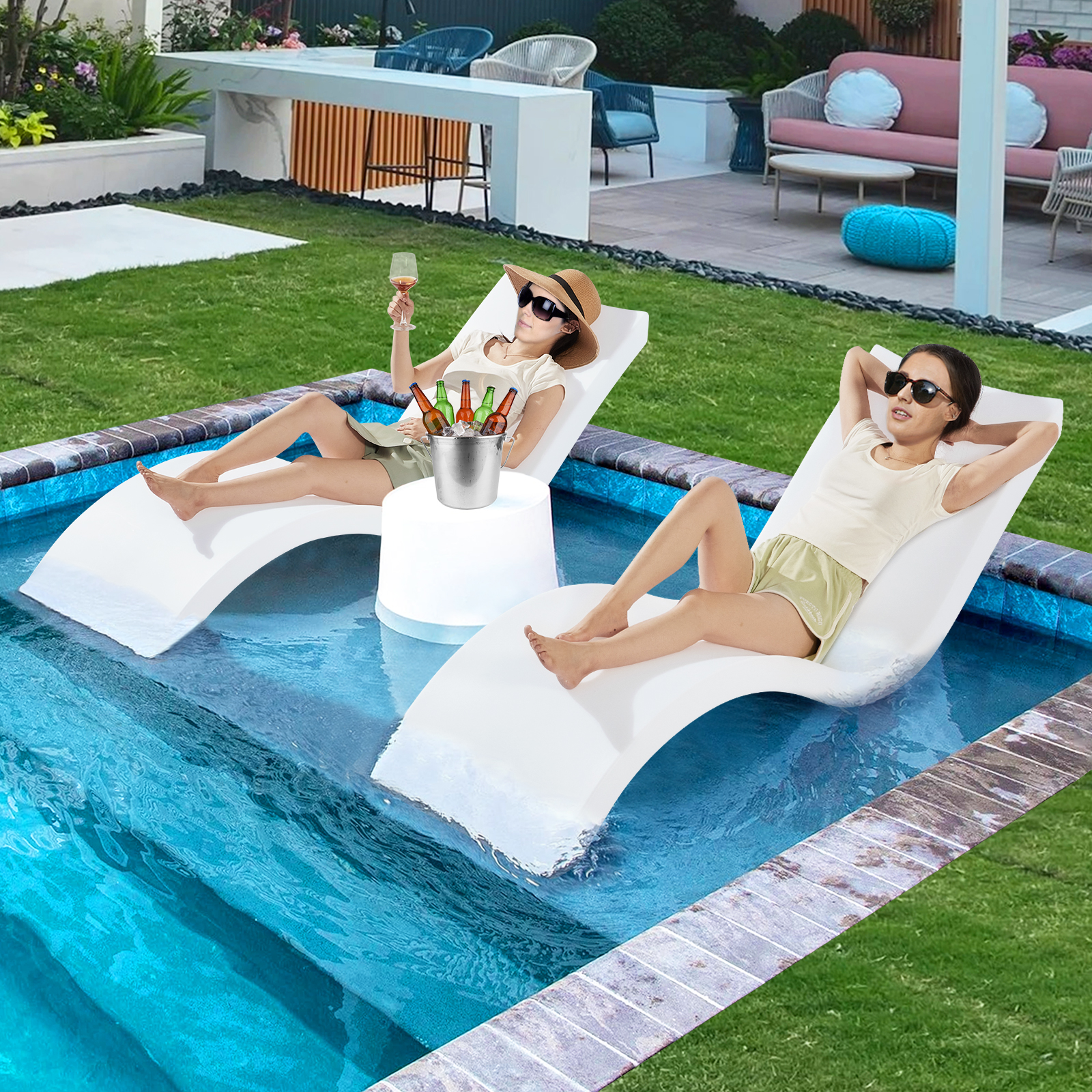 Abble Floating Chaise Lounger with Stand - Grey - Walmart.com