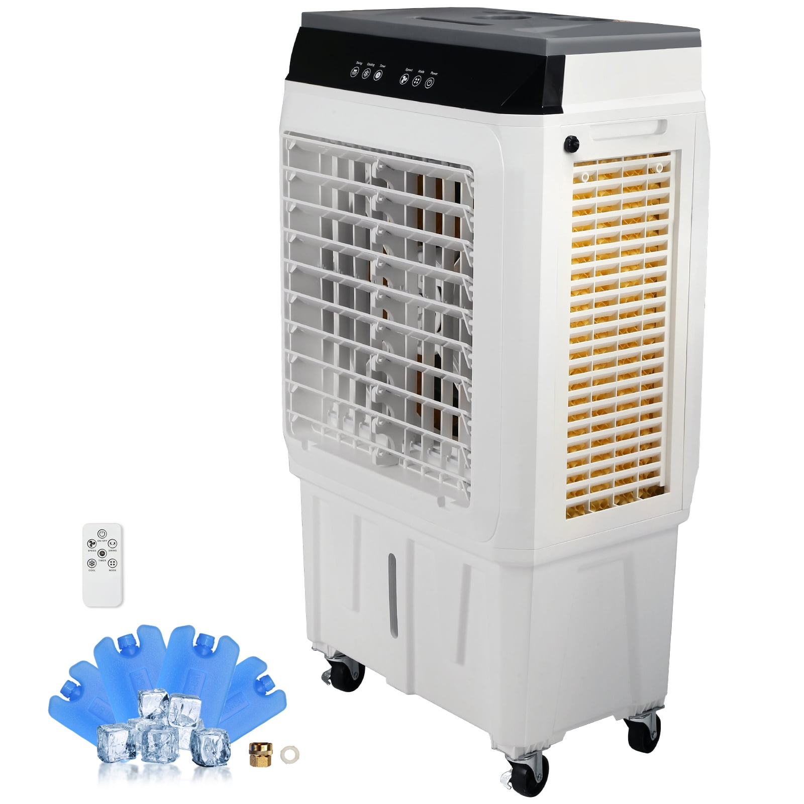 SKYSHALO 2100 CFM 3-Speed Evaporative Air Cooler for 750 sq ft, White ...