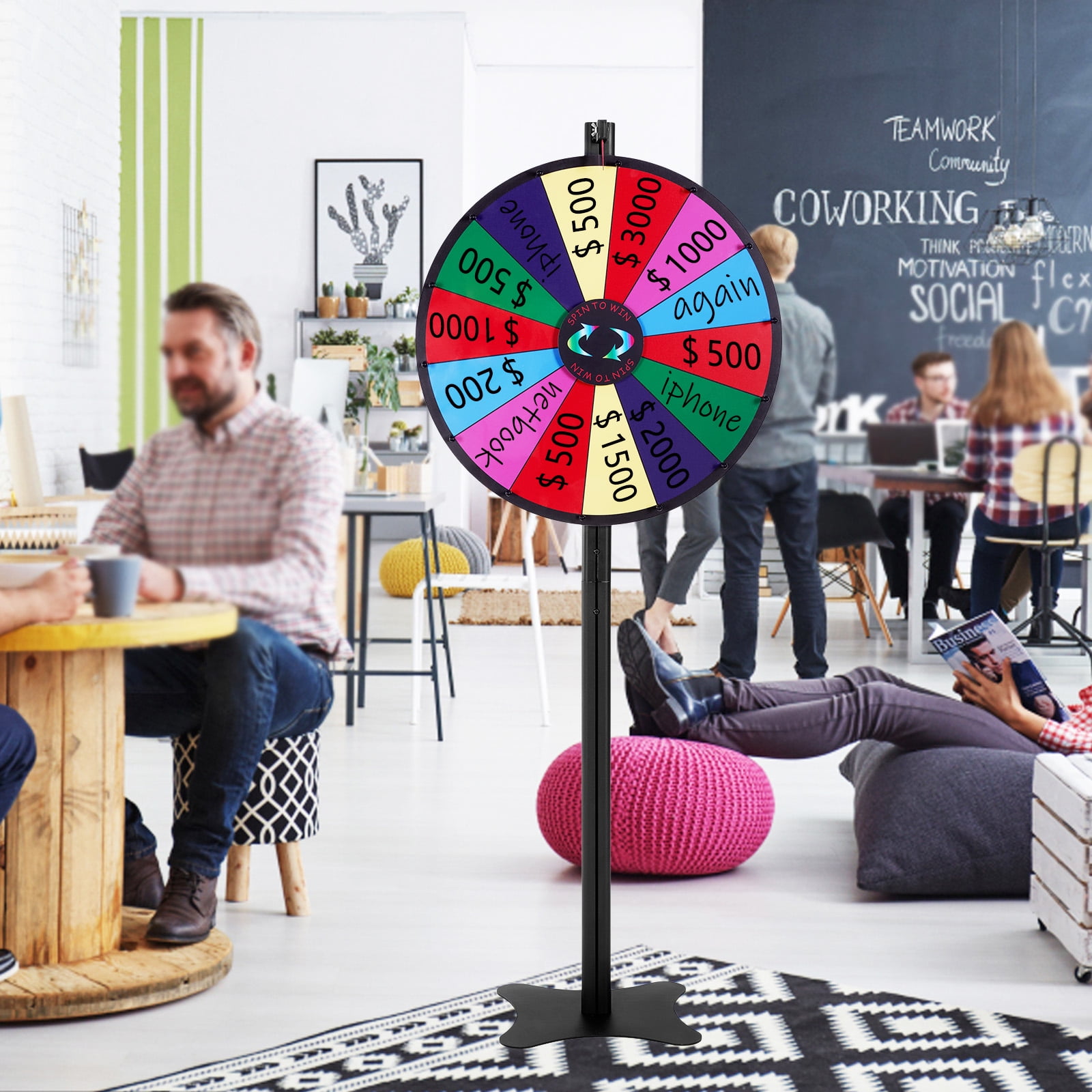 KFFKFF 24" Spinning Prize Wheel with 14 Slots - Tabletop or Floor ...