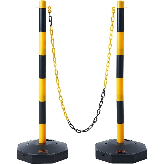 KFFKFF 2PCs Traffic Delineator Post Cones with Fillable Base 8FT Chain ...