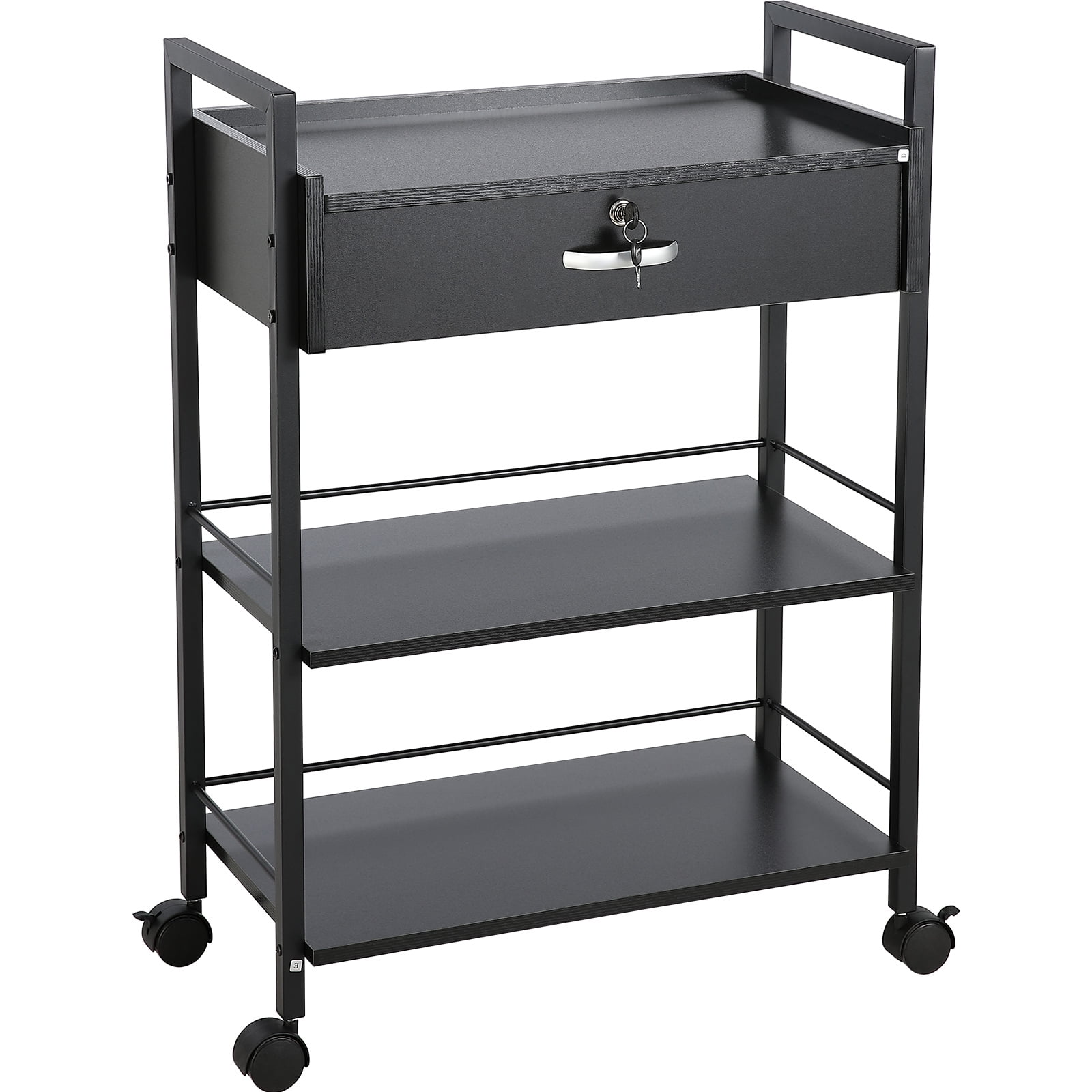 KFFKFF 3 Level Beauty Salon Trolley Salon Stand Cabinets and Lockable ...