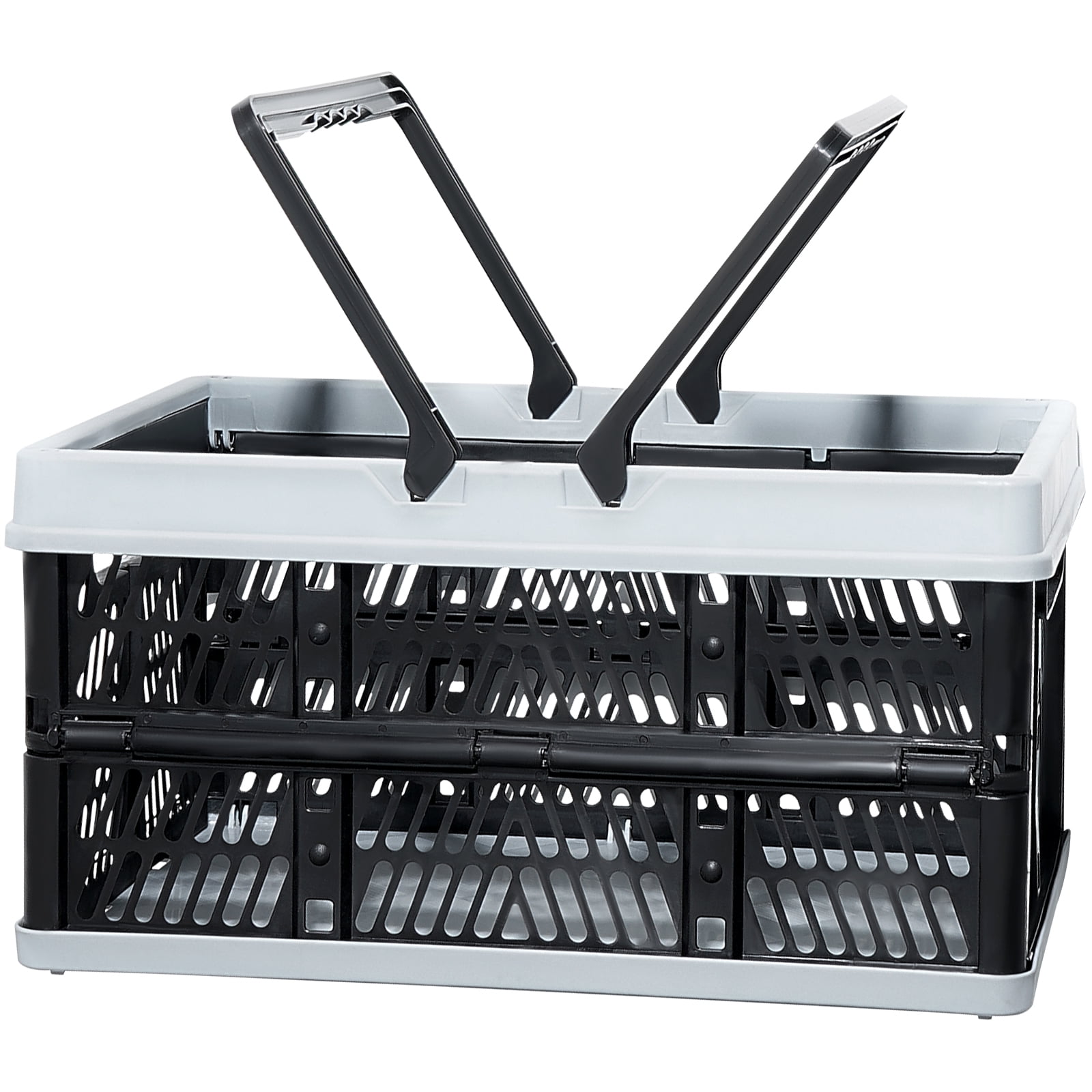 KFFKFF 3-Pack Folding Shopping Baskets, 25L Capacity, Black Plastic ...