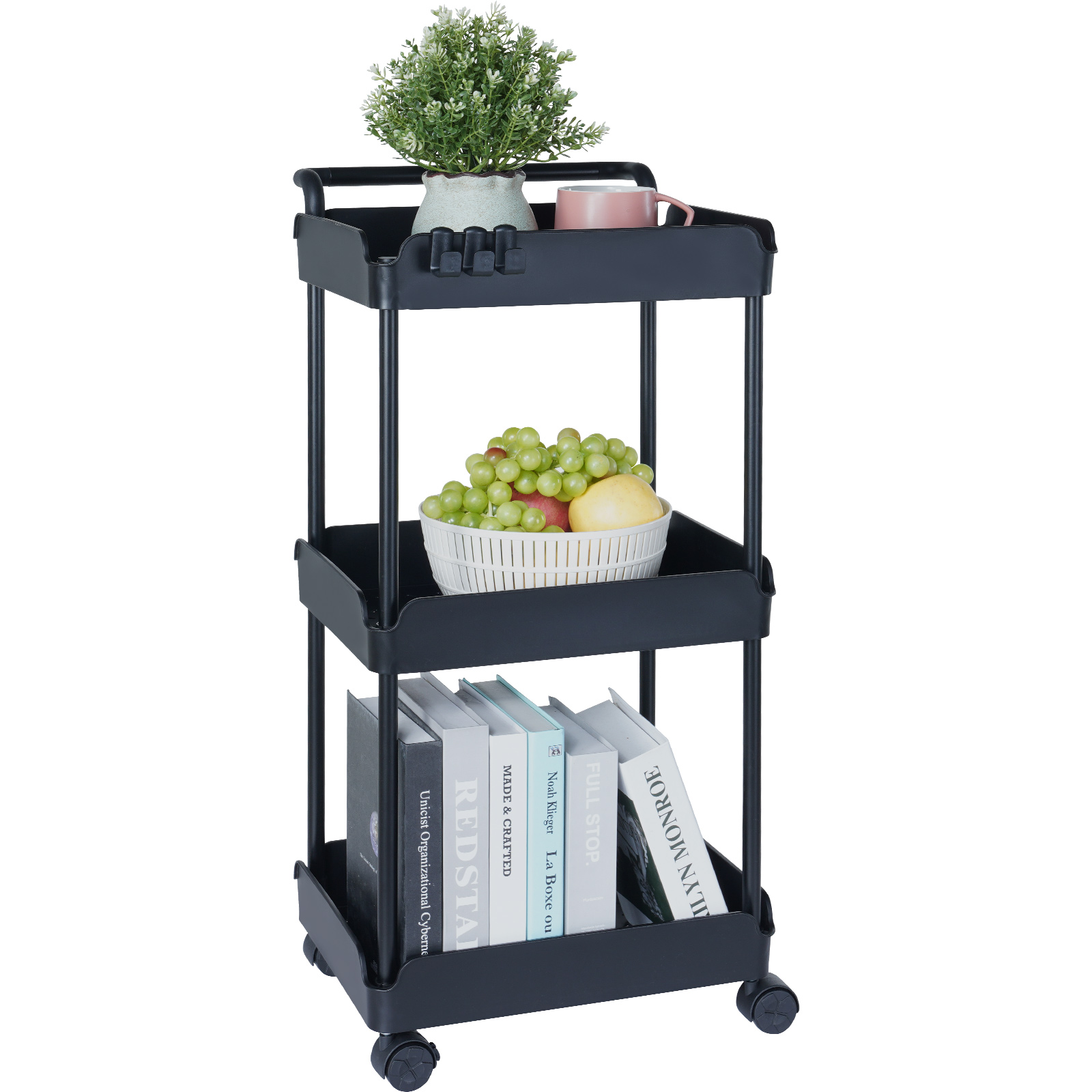 Staples Plastic/Poly Mobile Utility Cart with Dual Wheel Black (ST60714 ...