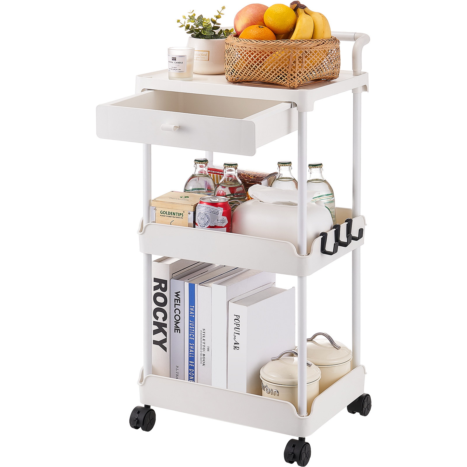 Mainstays Multi-Purpose Wood Cart with White Handles - Walmart.com