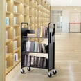 KFFKFF 330 lbs Book Cart Library Cart Capacity with V-Shaped Shelves in ...