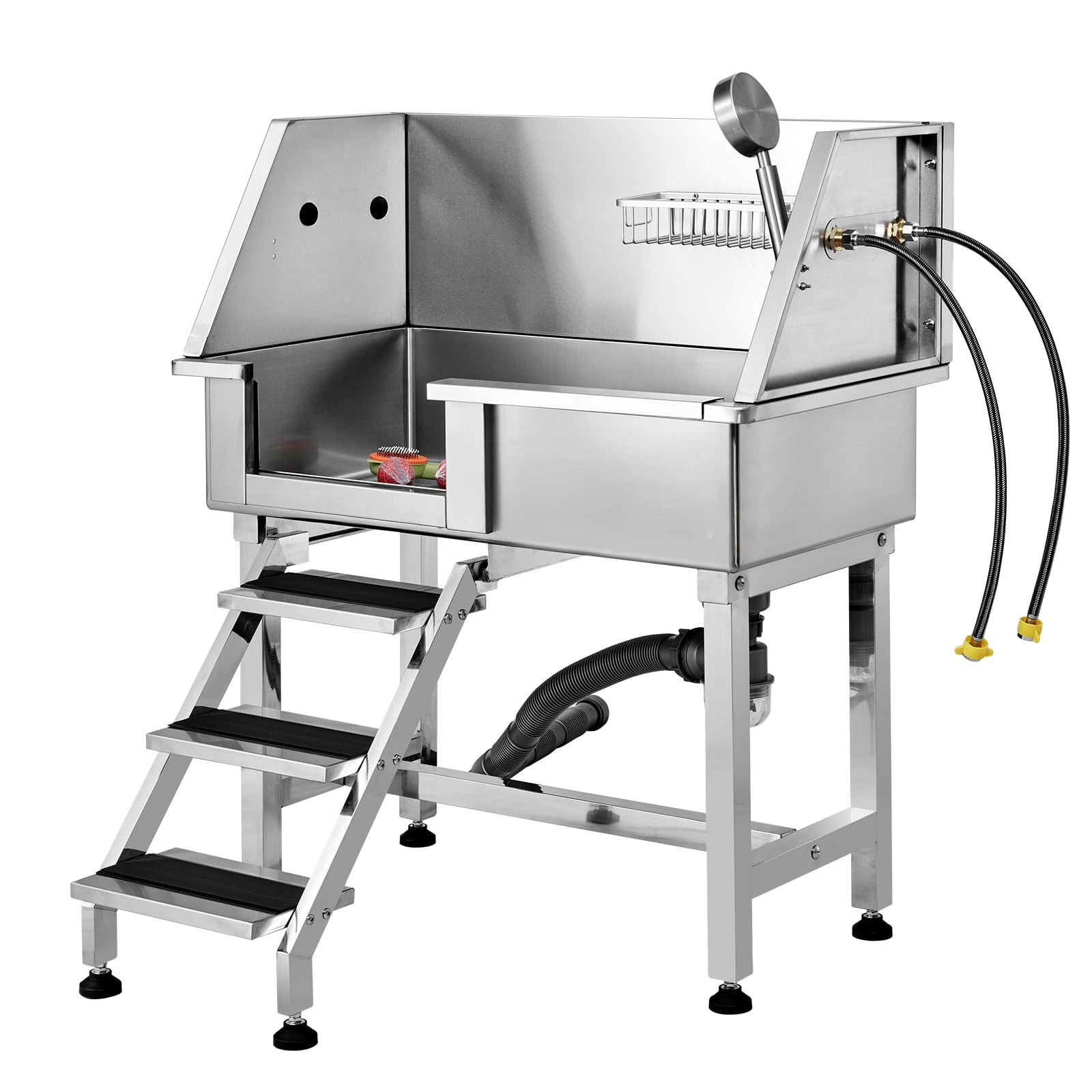 SKYSHALO 34" Dog Wash Station with Ramp, Durable Stainless Steel Pet ...