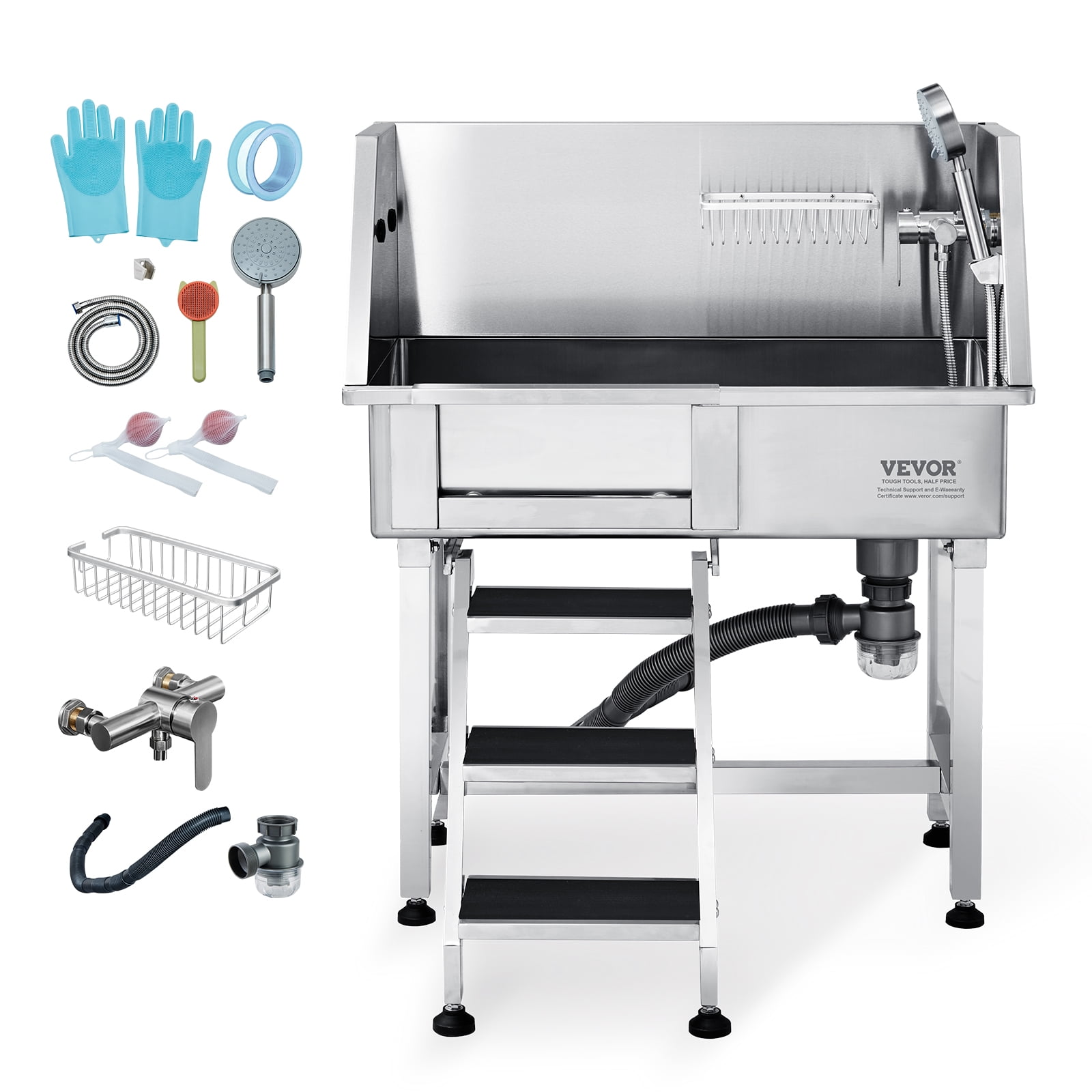 SKYSHALO 34" Pet Bathing Station, Professional Stainless Steel Pet ...