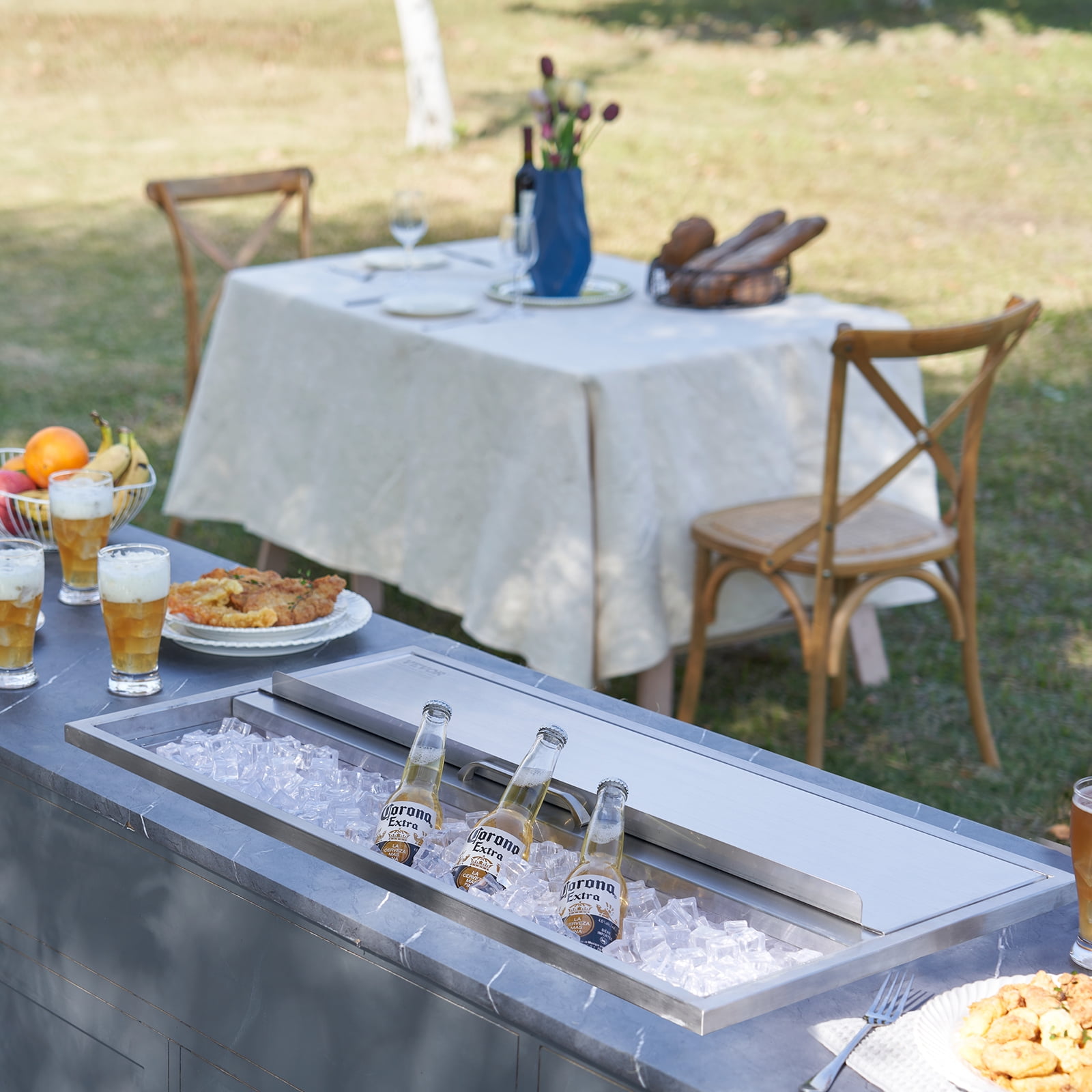 KFFKFF 36"x18"x14" Drop in Ice Chest Ice Cooler Ice Bin Stainless Steel ...