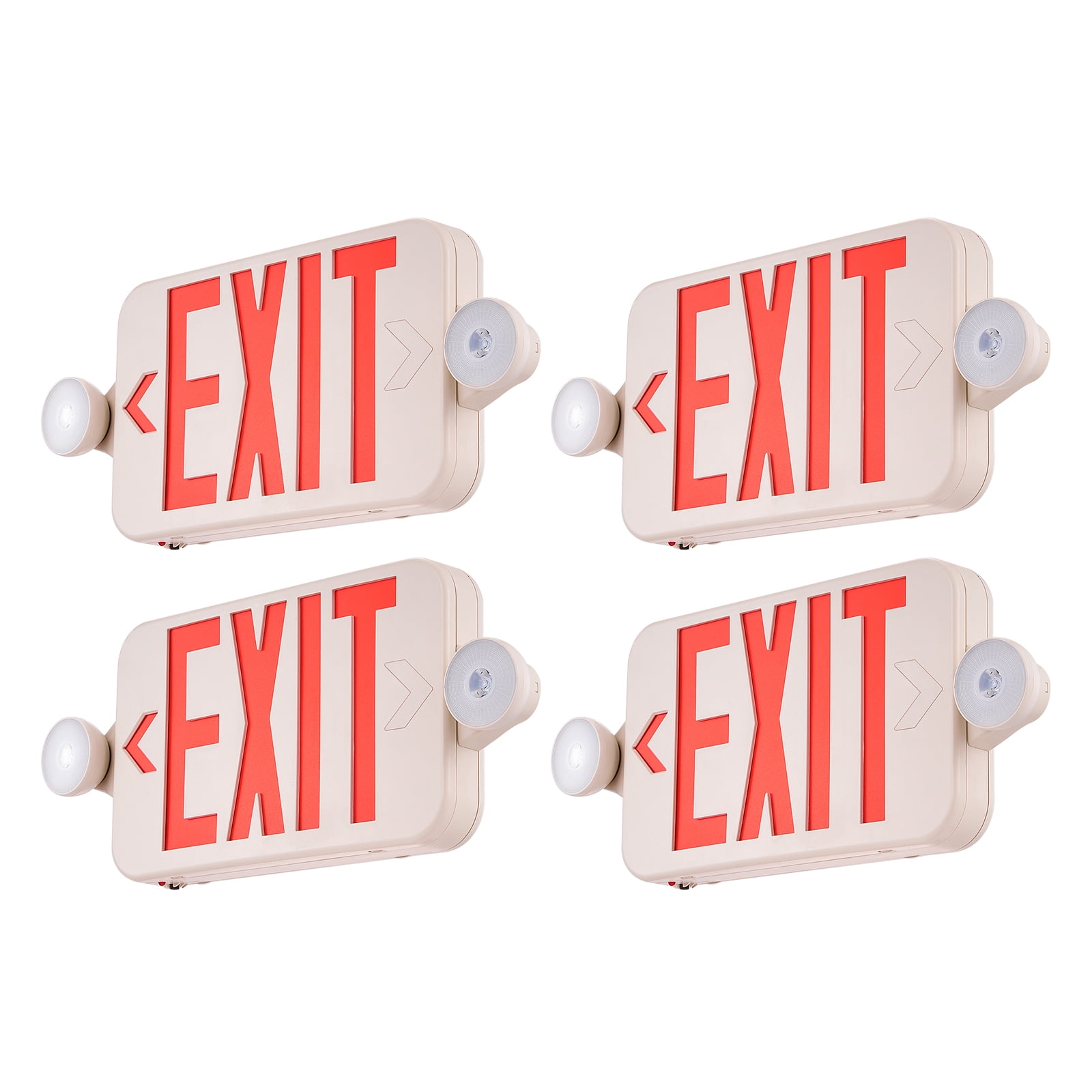 KFFKFF 4 Pack LED Exit Sign Emergency Light with Battery Backup 2 ...