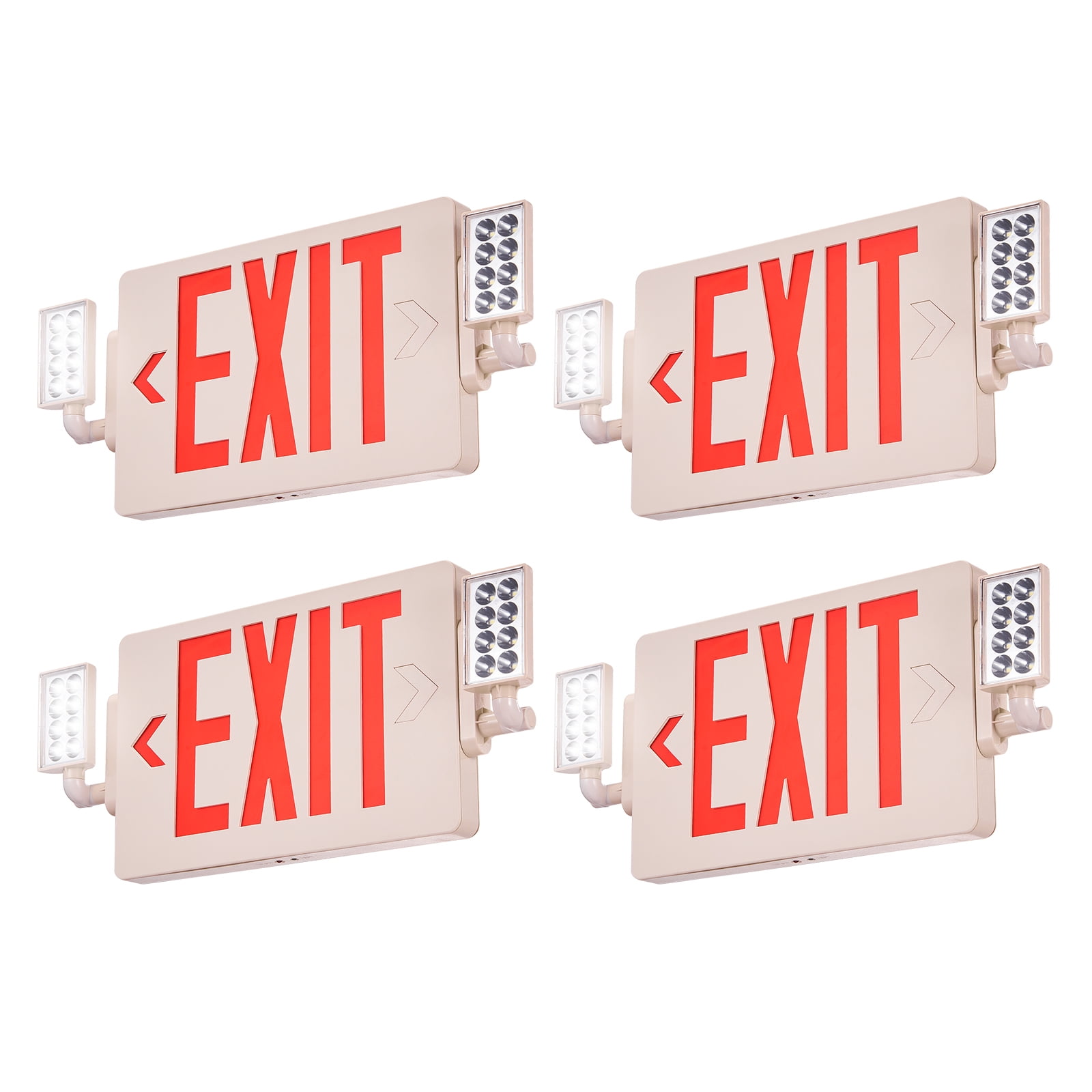 KFFKFF 4 Pack LED Exit Sign Emergency Light Compact Combo Signs Battery ...