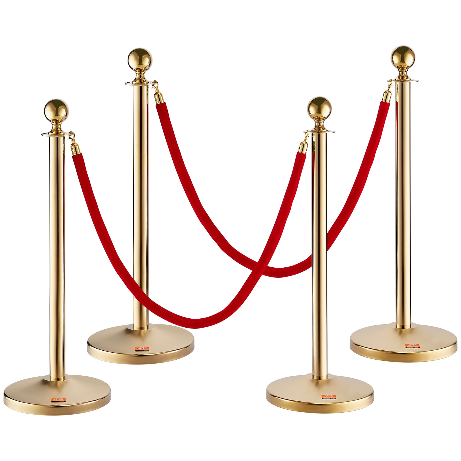 KFFKFF 4-Pack Stanchion Posts with Fillable Base Crowd Barriers Control ...