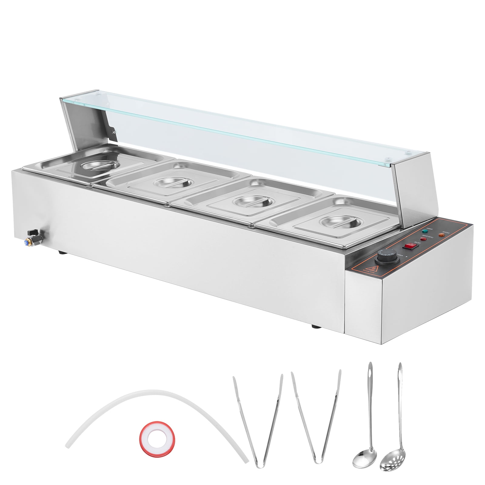 KFFKFF 4-Section Electric Buffet Server, 4 x 8QT, 1500W, Stainless ...