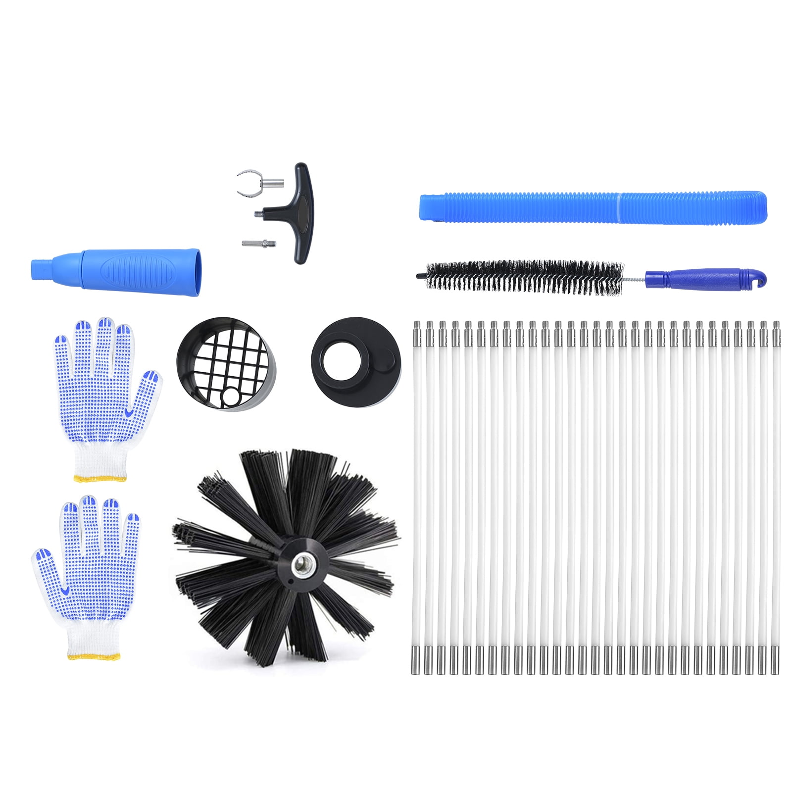 SKYSHALO 40 FT Dryer Vent Cleaning Set, 29-Pc Duct Brush Kit, Durable Nylon Brushes with Full ...