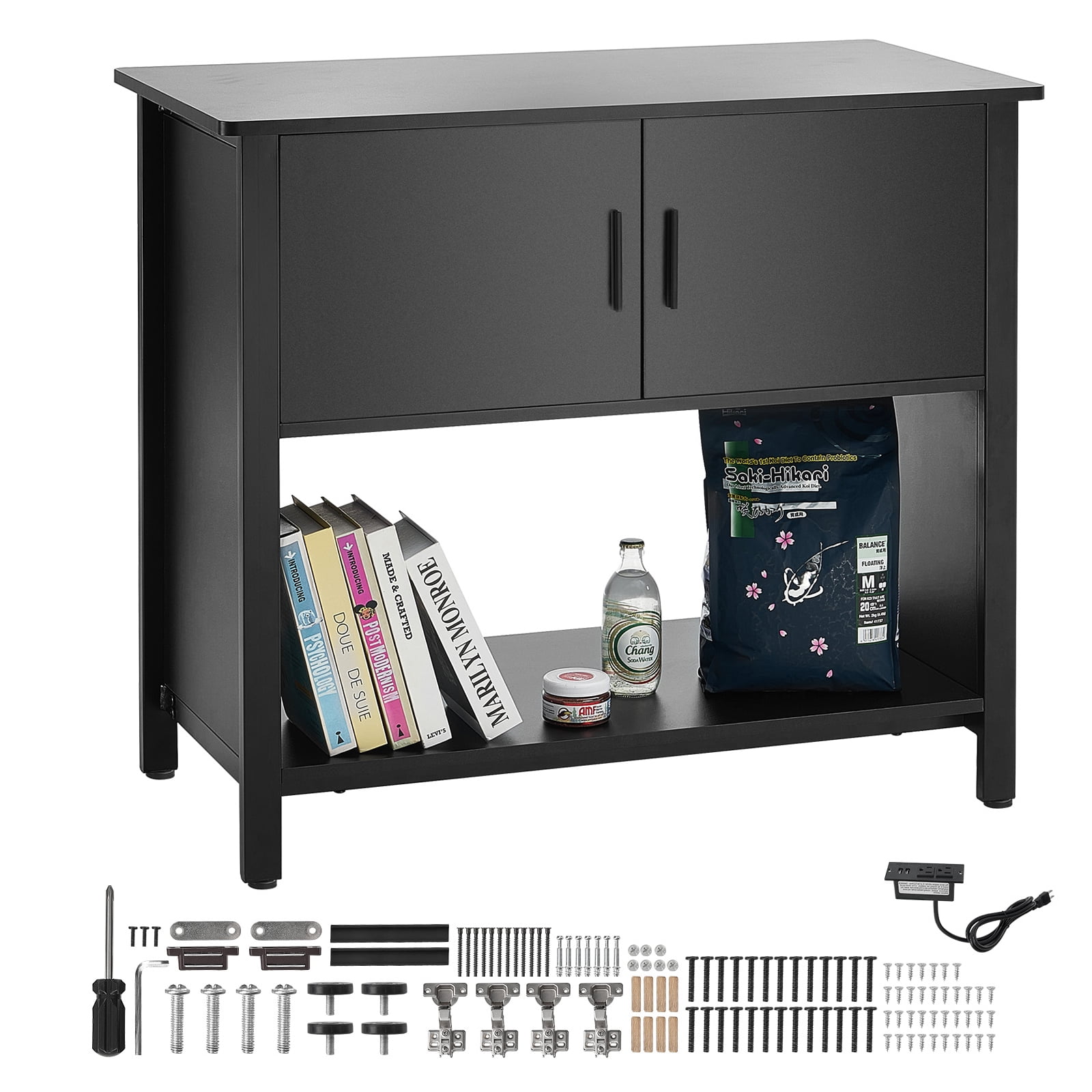 KFFKFF 40 Gallon Aquarium Stand Fish Tank Stand MDF Flush Power Panel ...