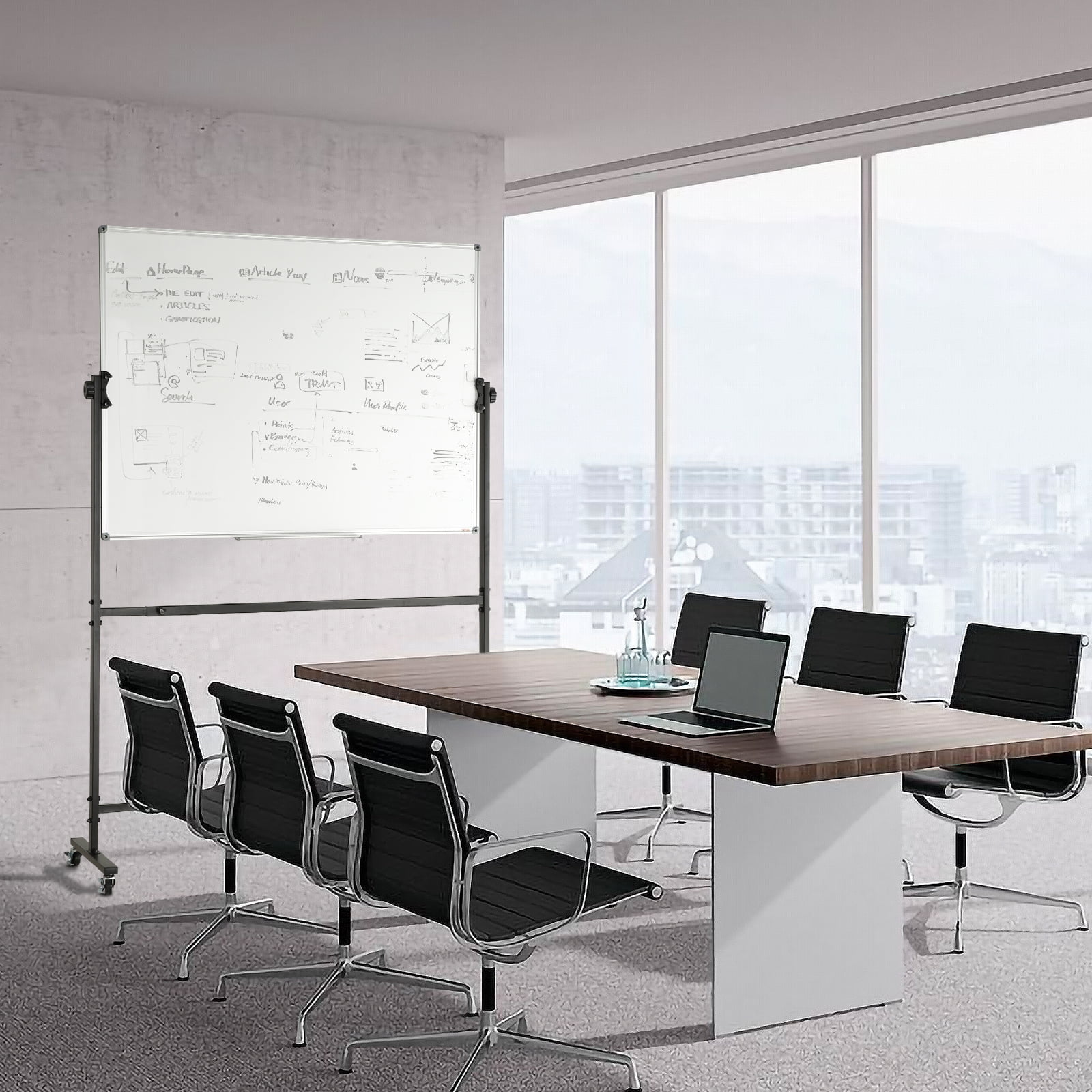 KFFKFF 48 x 32 inch Rolling Magnetic Whiteboard Double-sided Mobile ... KFFKFF 48 x 32 inch Rolling Magnetic Whiteboard Double-sided Mobile ...