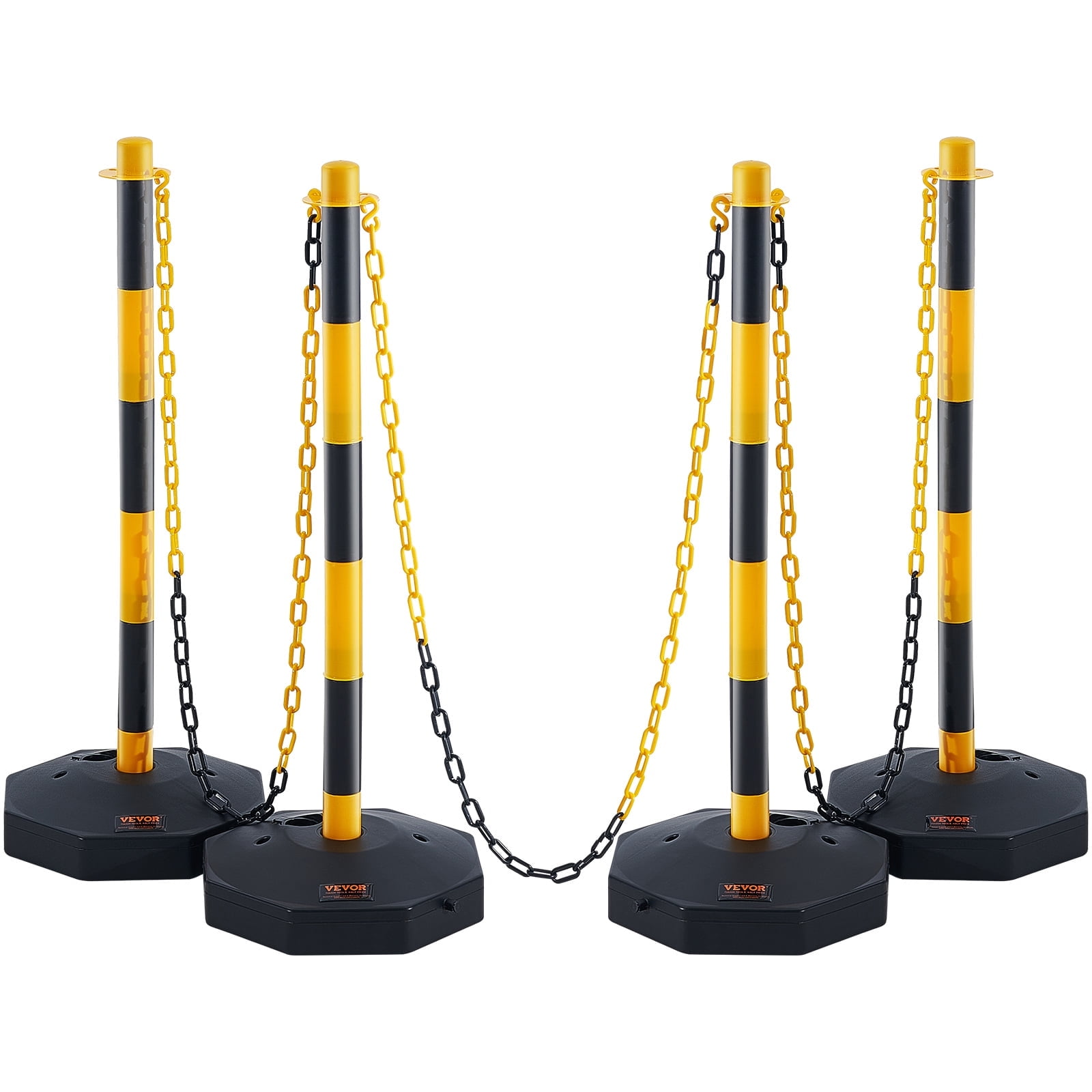 KFFKFF 4PCs Traffic Delineator Post Cones with Fillable Base 8FT Chain ...