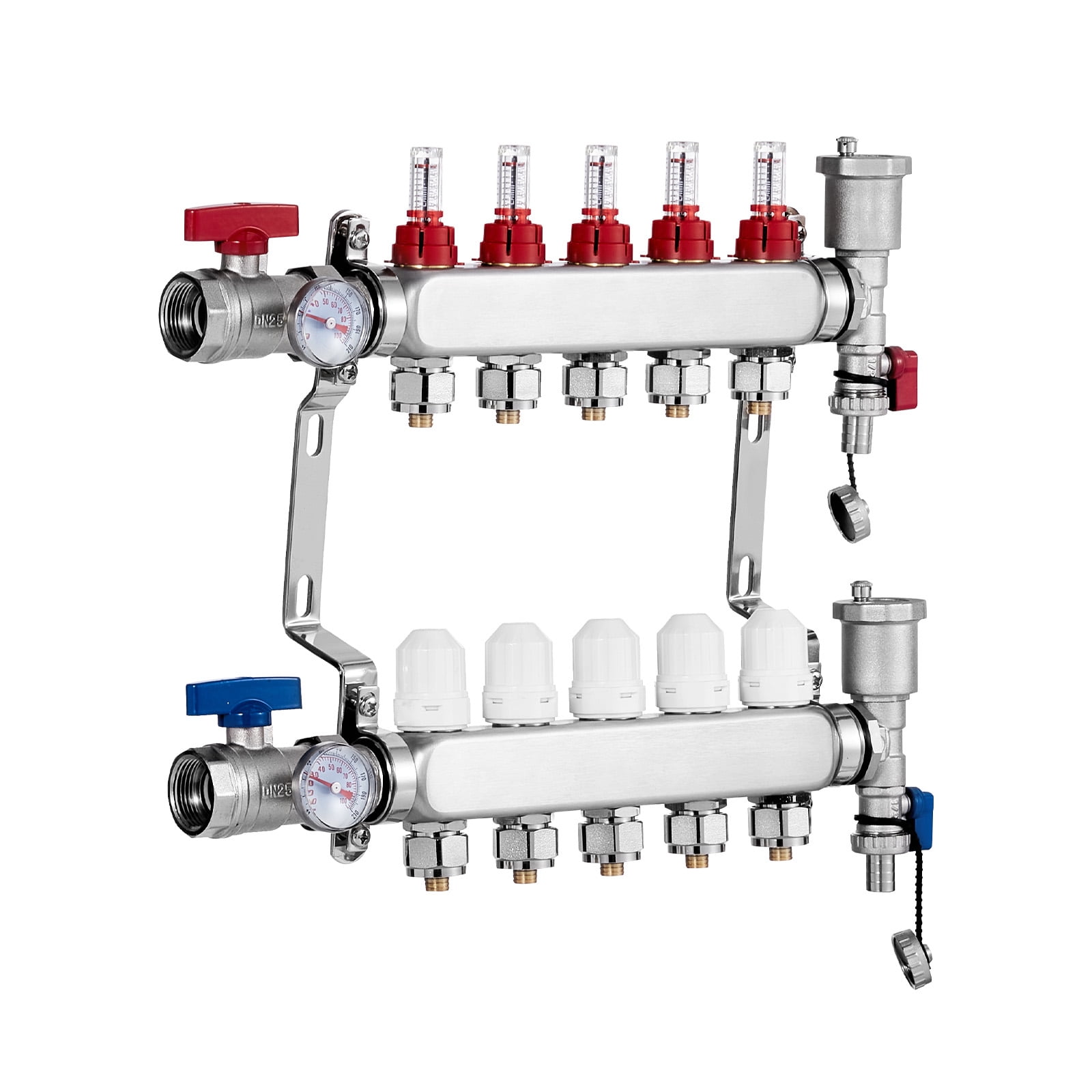 KFFKFF 5-Path Hydronic Floor Heating Manifold, Stainless Steel ...