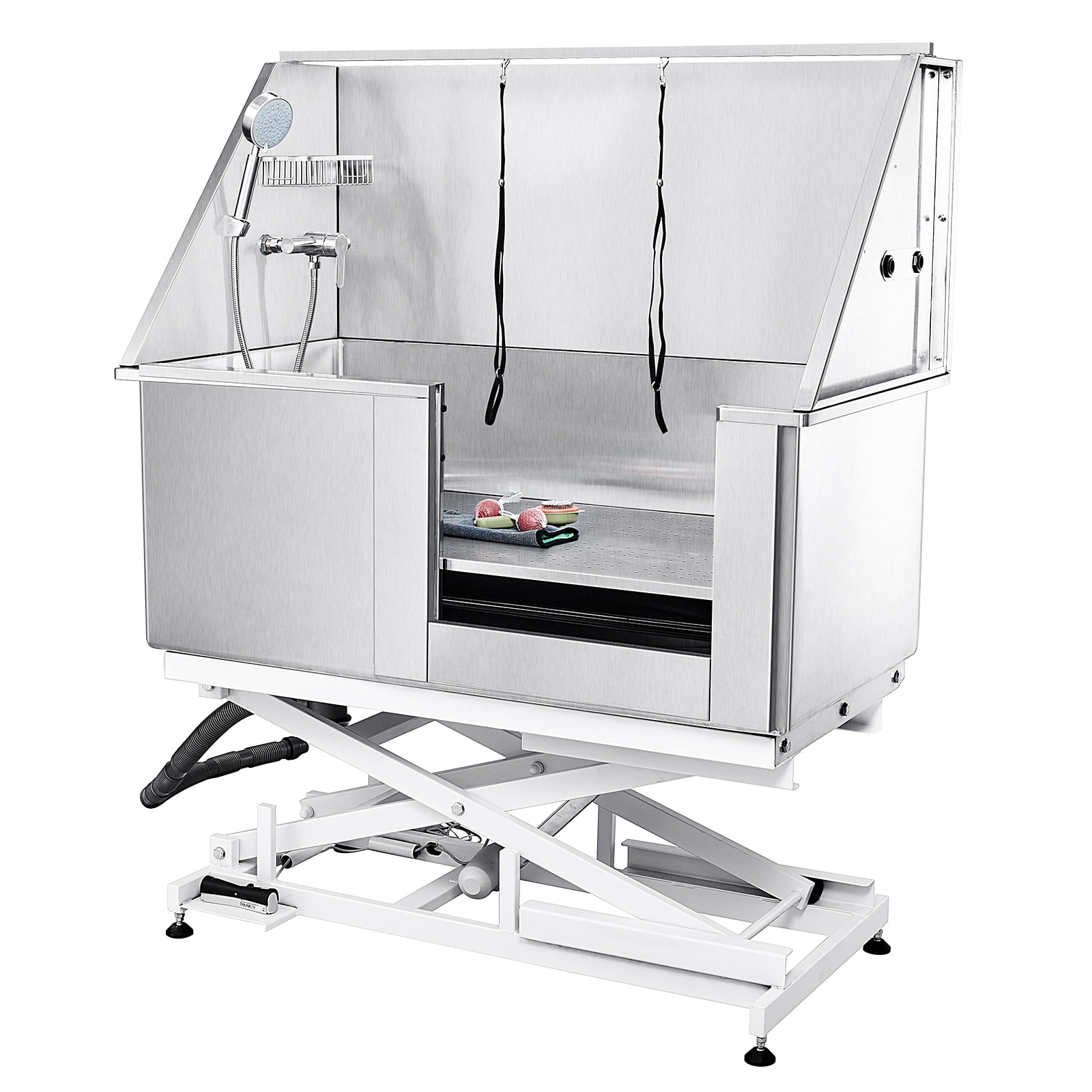 SKYSHALO 50" Electric Lift Dog Bath, Durable Stainless Steel Pet ...