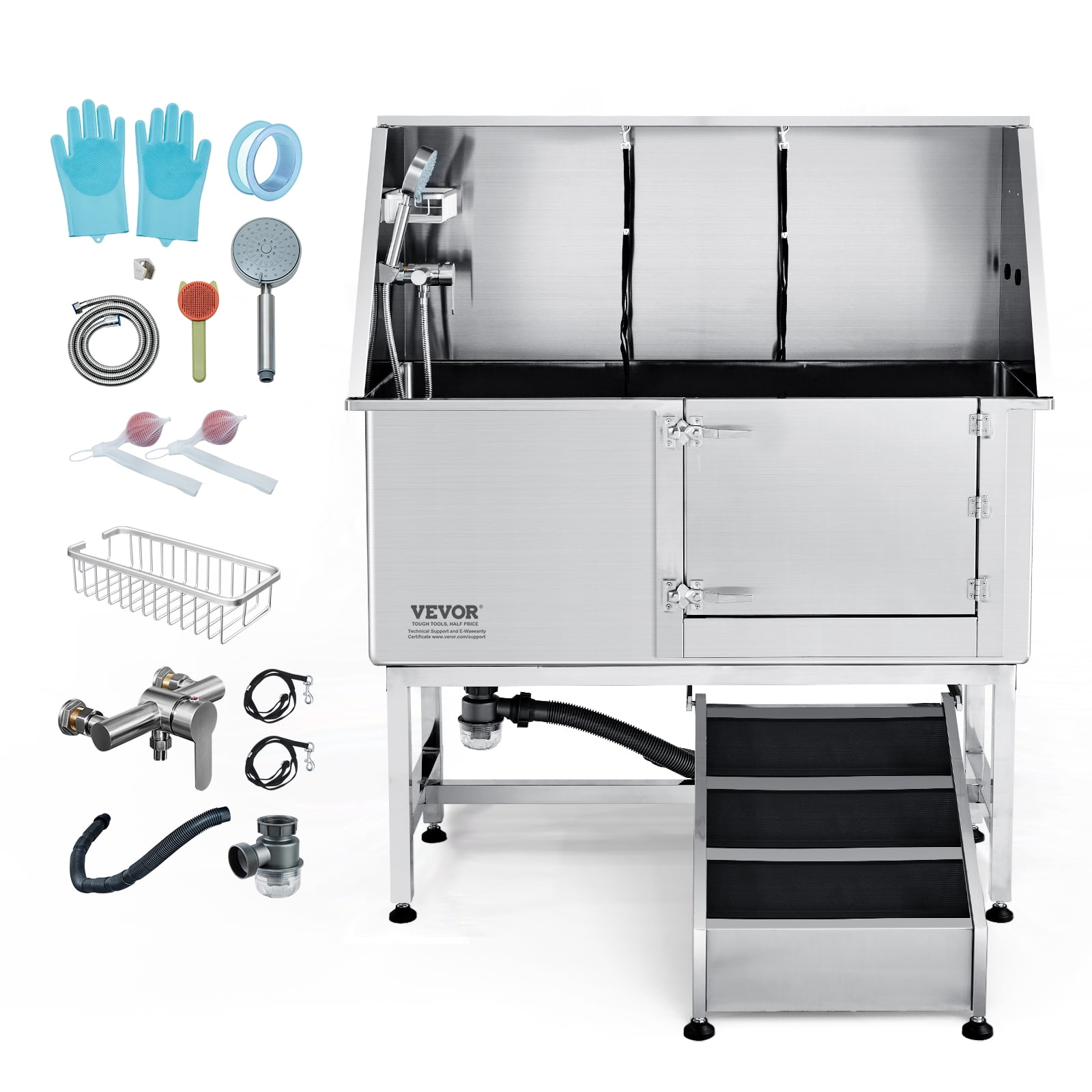 SKYSHALO 50" Pet Bathing Station, 330lbs Load Capacity, Stainless Steel ...