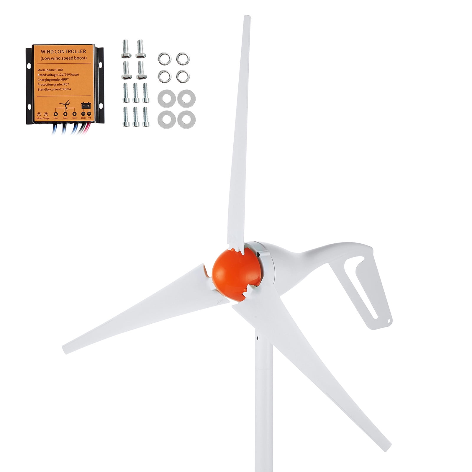 KFFKFF 500W Wind Energy Generator, 24V Kit with 3 Blades, Includes MPPT ...