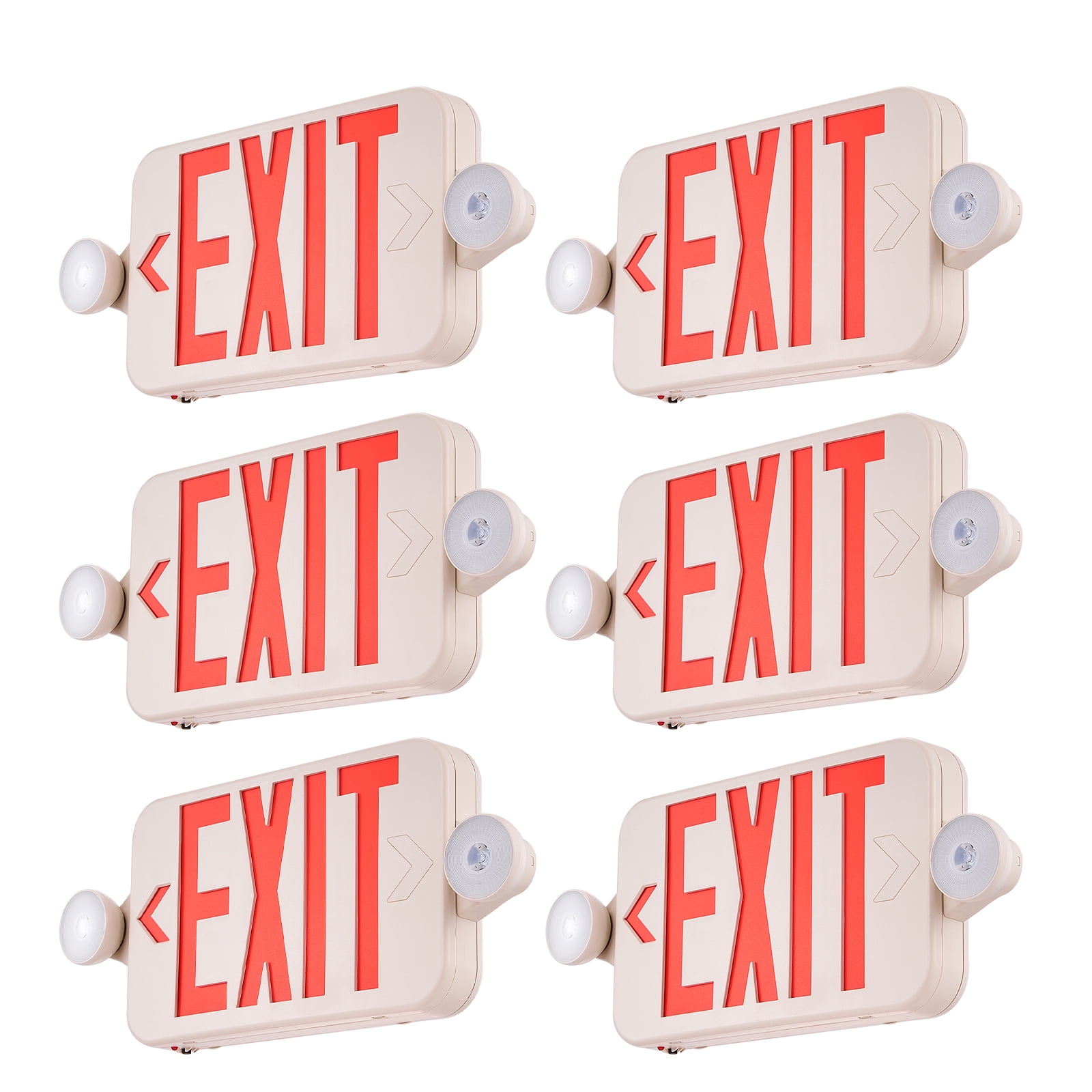 KFFKFF 6 Pack LED Exit Sign Emergency Light with Battery Backup 2 ...