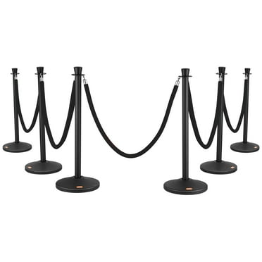 Costway 6Pcs Stanchion Posts, Queue Pole with Retractable Red Belt ...