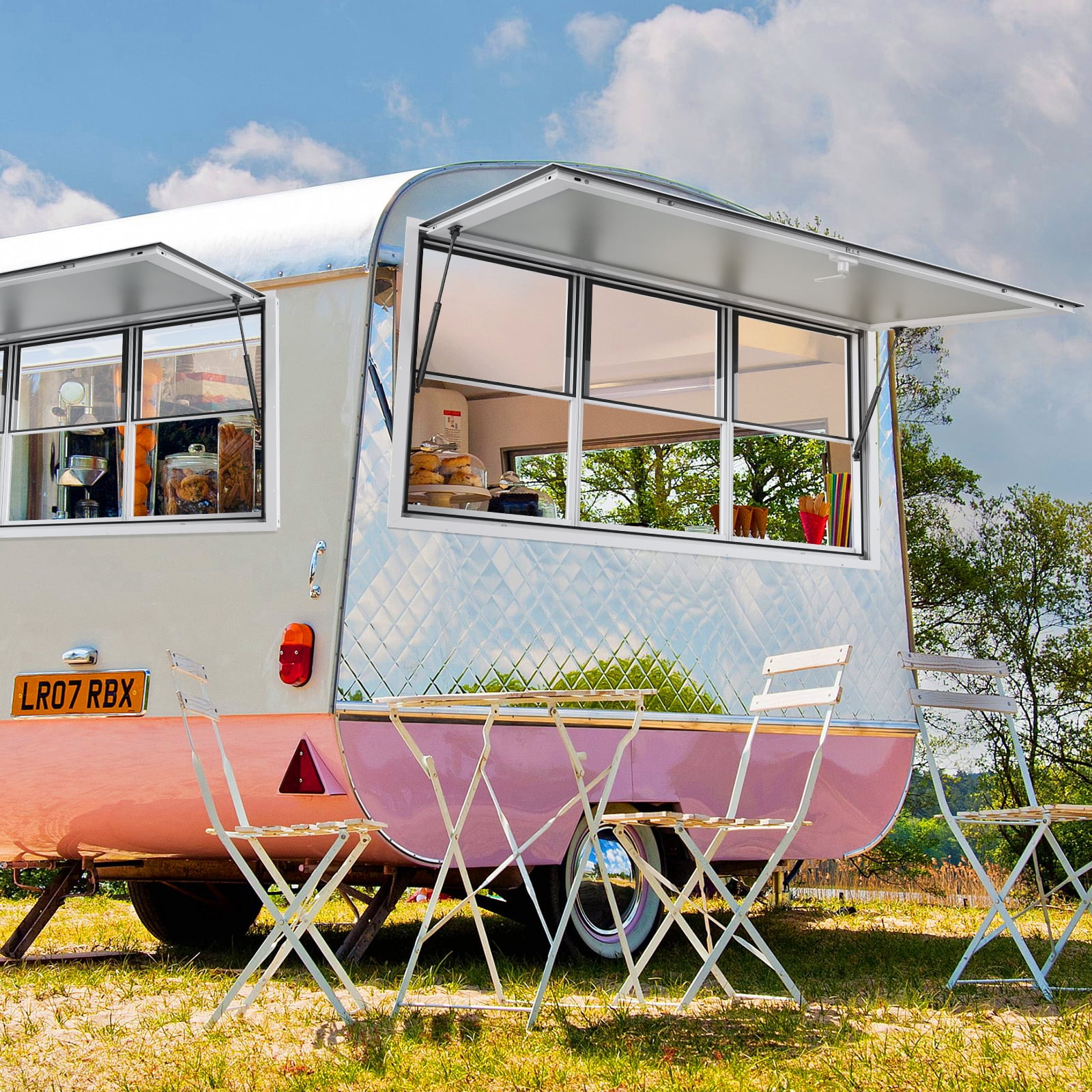 SKYSHALO 60"L x 36"W Concession Stand Serving Window Food Truck Service ...