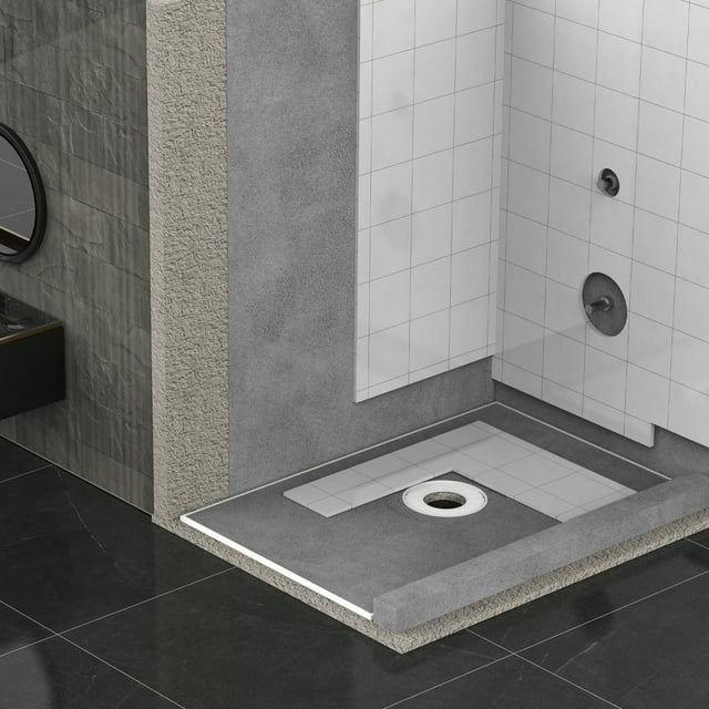 Free Shipping! SKYSHALO 60x48" Shower Curb Kit Shower Pan Kit with 2 ...