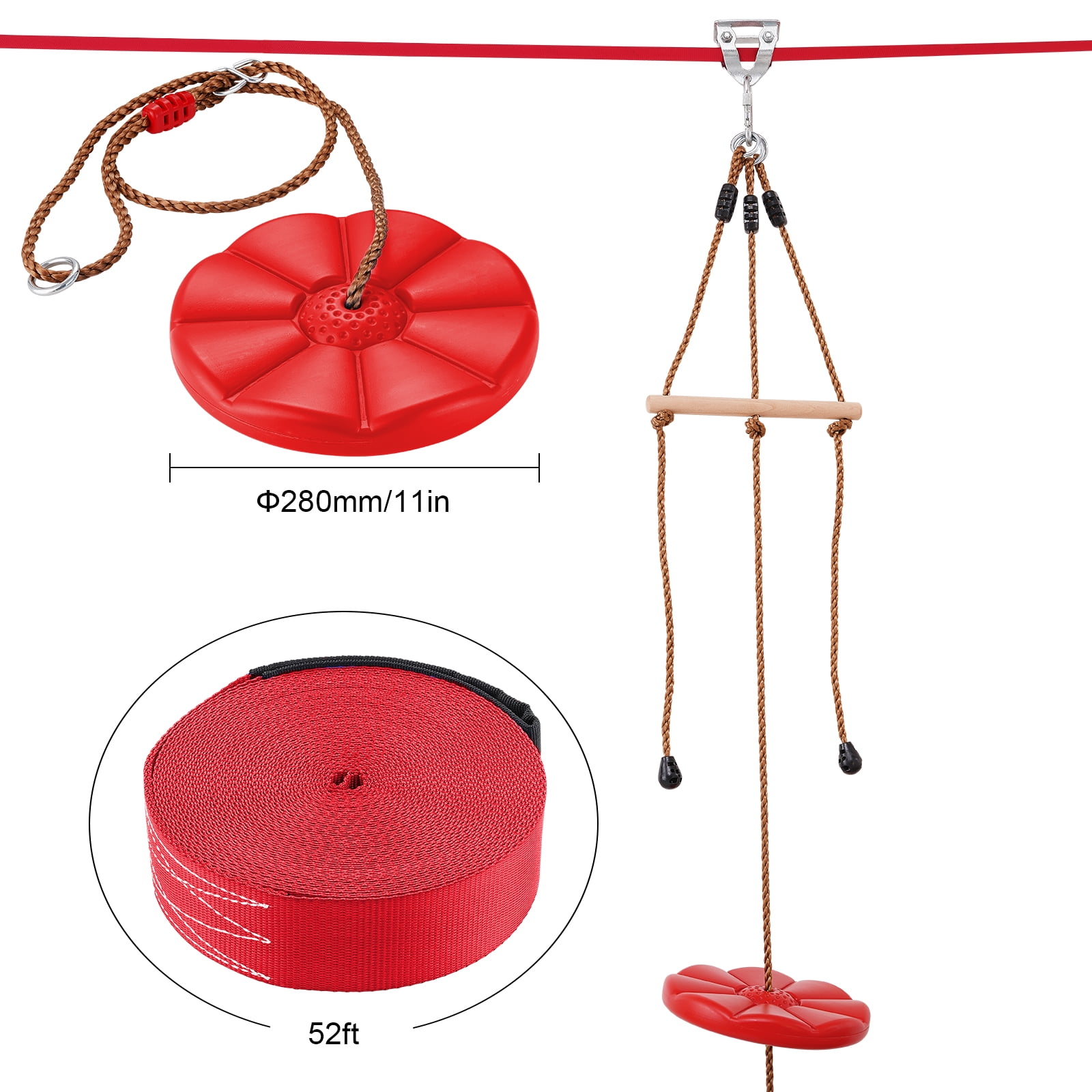 KFFKFF 65ft Zipline Kit for Kids and Adults, Slackers Zipline up to 500 ...