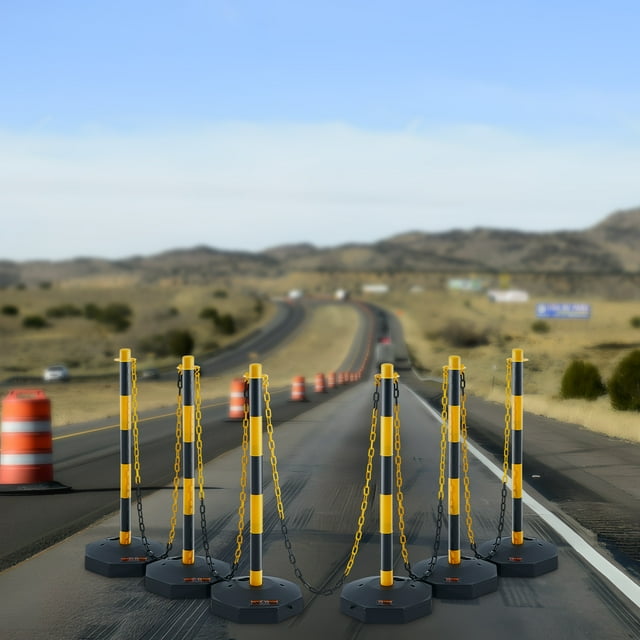 SKYSHALO 6PCs Traffic Delineator Post Cones with Fillable Base 8FT ...