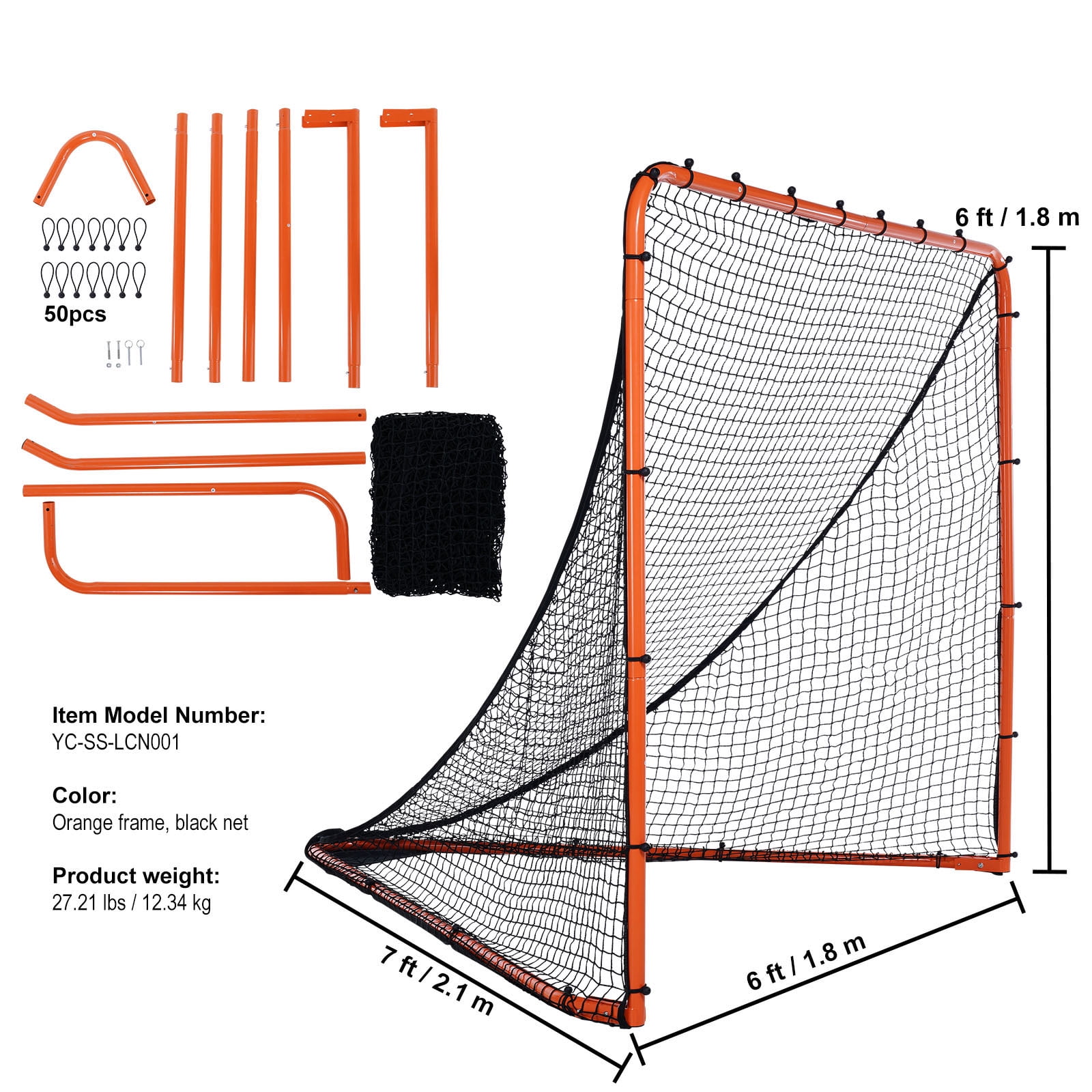 KFFKFF Lacrosse Goal Net 6x6 Official Size, Steel Frame, Easy Setup ...