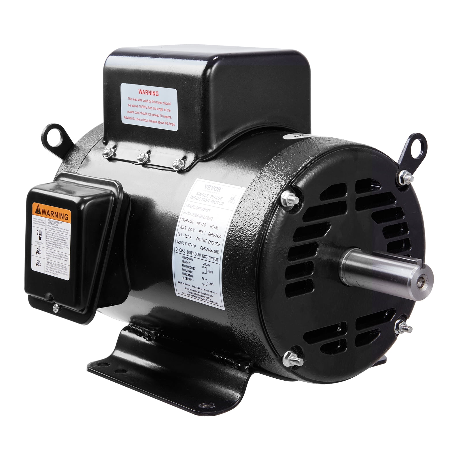 SKYSHALO 7.5HP Air Compressor Electric Motor, 230V 30 Amps, 184T Frame ...