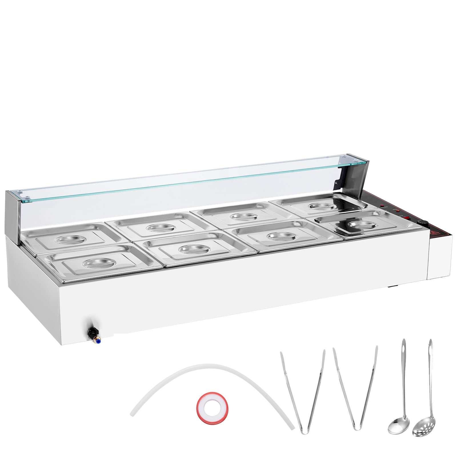 KFFKFF 8-Section Electric Buffet Server, 8 x 8QT, 1700W, Stainless ...