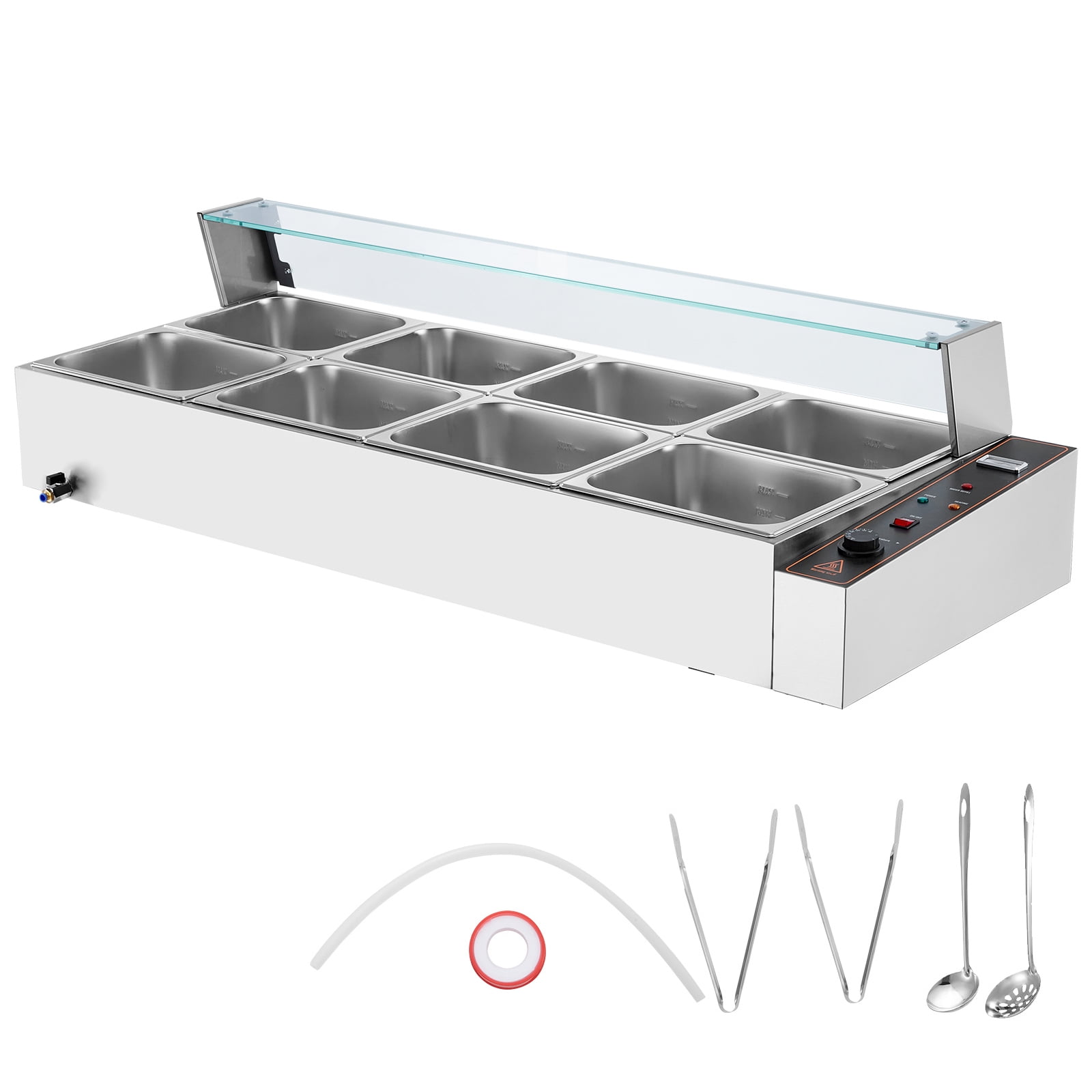 KFFKFF 8-Section Electric Buffet Server, 8 x 8QT, 3200W, Stainless ...