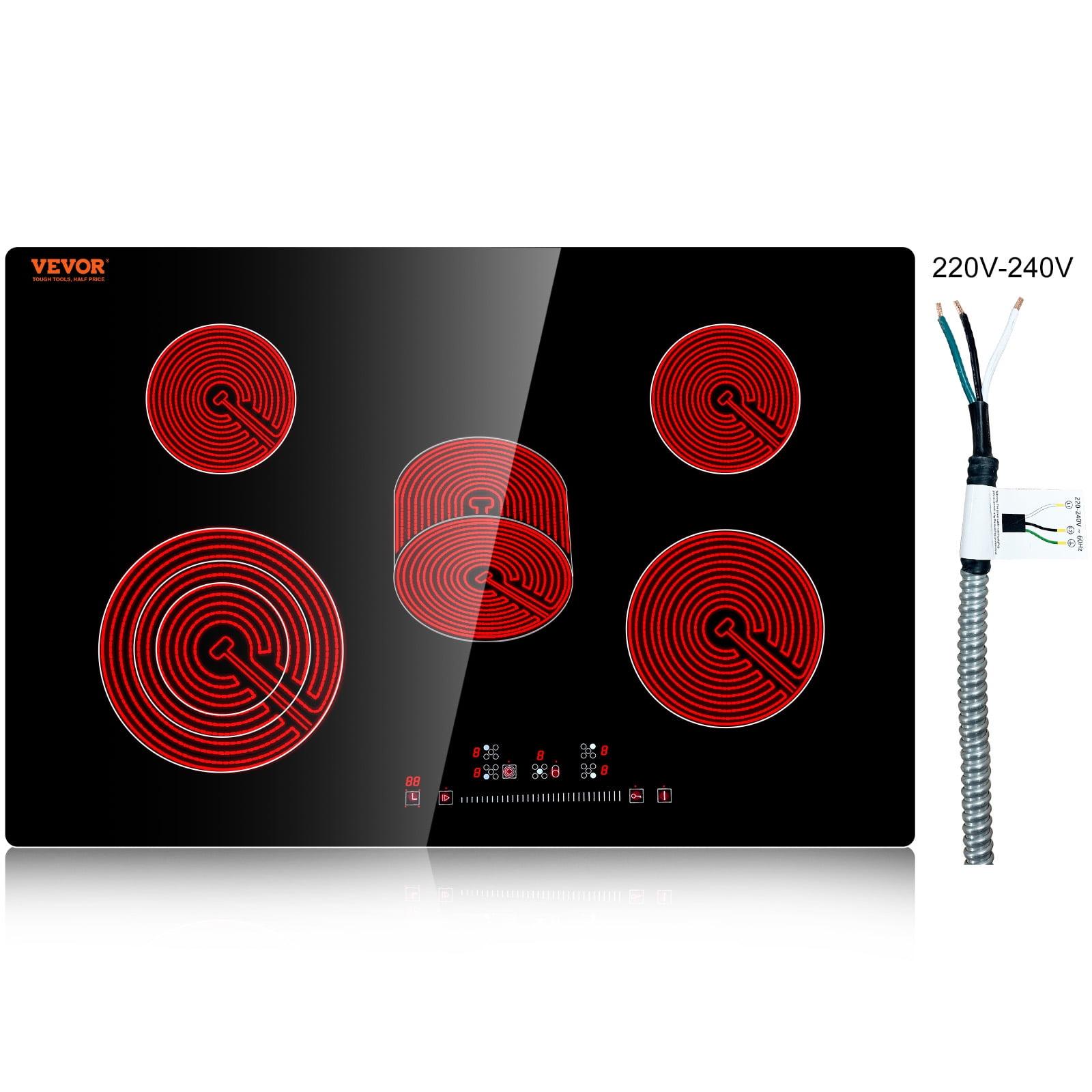 Free Shipping! SKYSHALO 8600W Electric Ceramic Cooktop, 30" 5 Burners ...