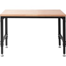 Mobile Adjustable Height Workbench, Maple Butcher Block Square Edge, 96 ...