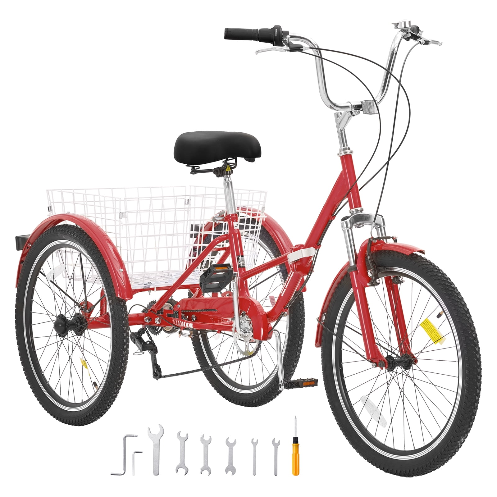 SKYSHALO Adult Tricycles 7 Speed 20/24/26 Inch, Cruiser Trike with ...