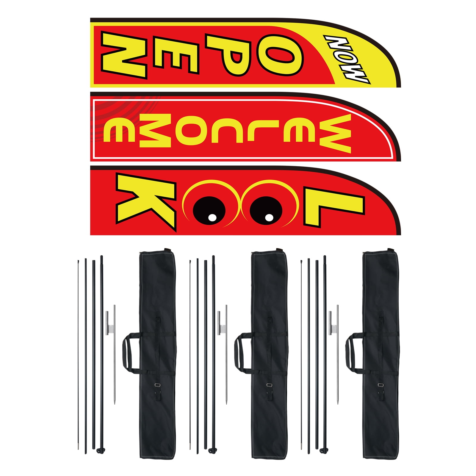 KFFKFF Advertising Banner Set with Pole Kits, Outdoor Business ...