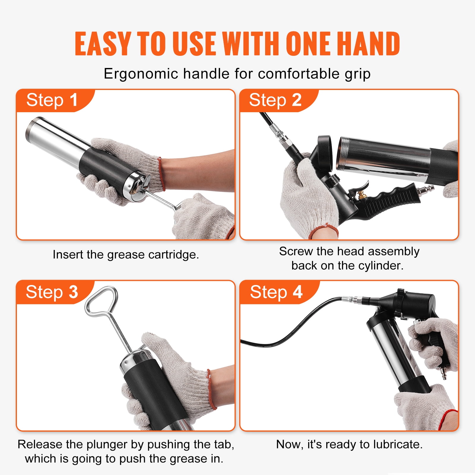 SKYSHALO Air Operated Grease Gun 6000 psi 14 oz Heavy Duty Pneumatic ...